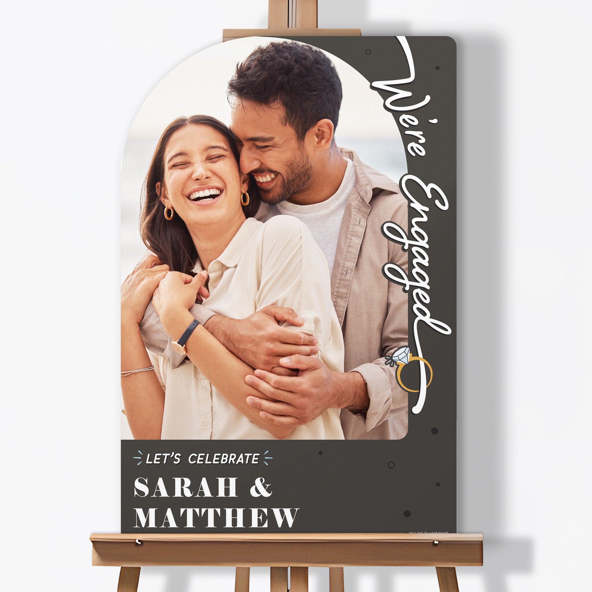 Personalized Photo Photo Just Engaged Welcome Sign | BigDotOfHappiness.com