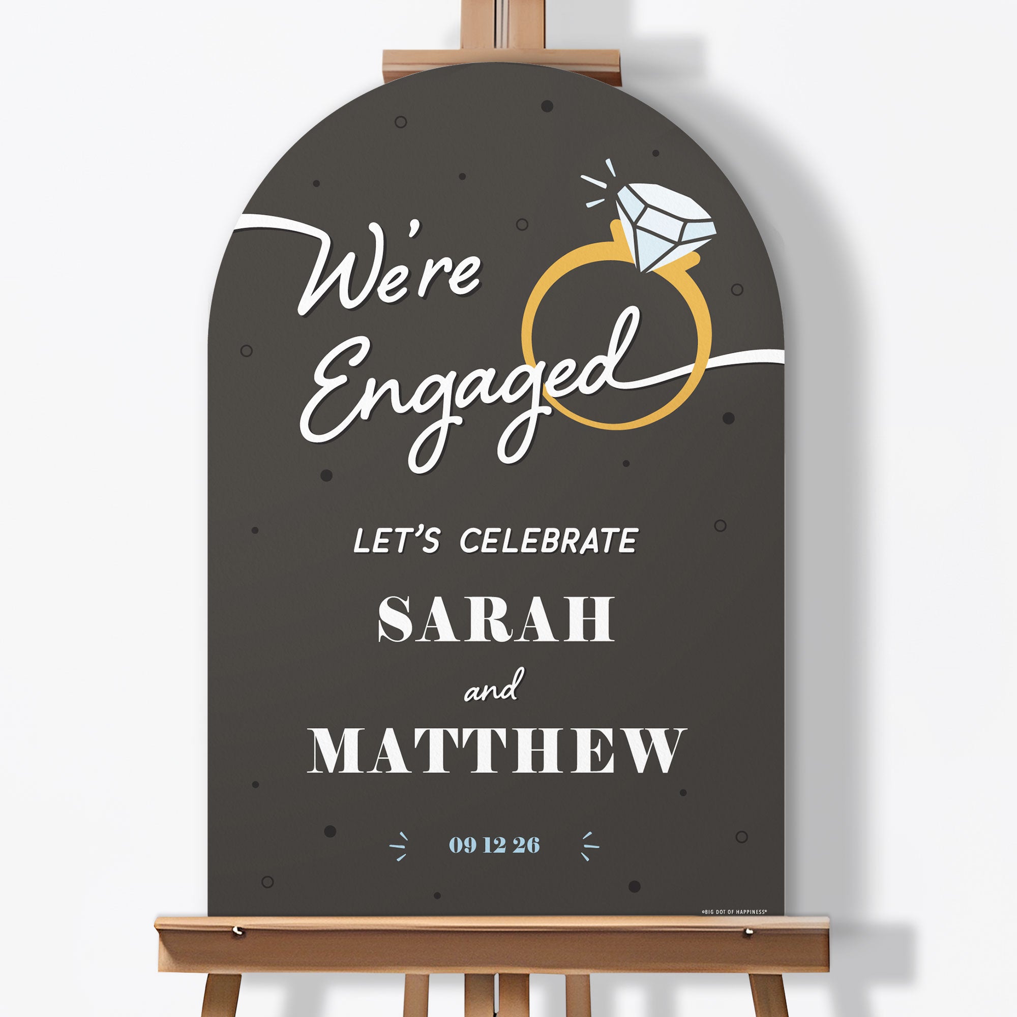 Personalized Text Just Engaged Welcome Sign | BigDotOfHappiness.com