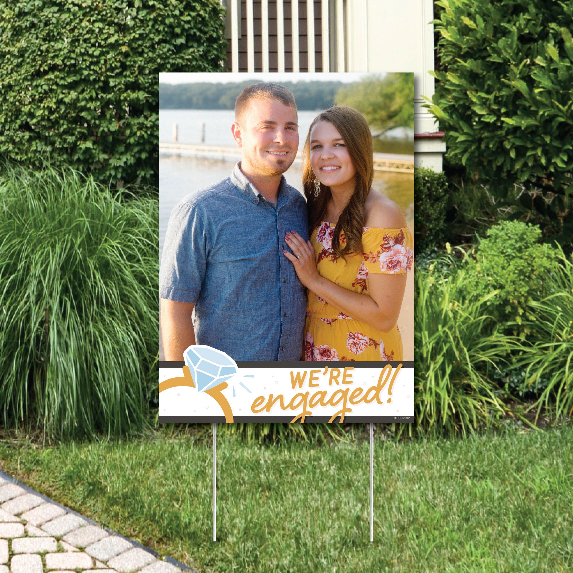 Just Engaged - Black and White - Photo Yard Sign - Engagement Party ...