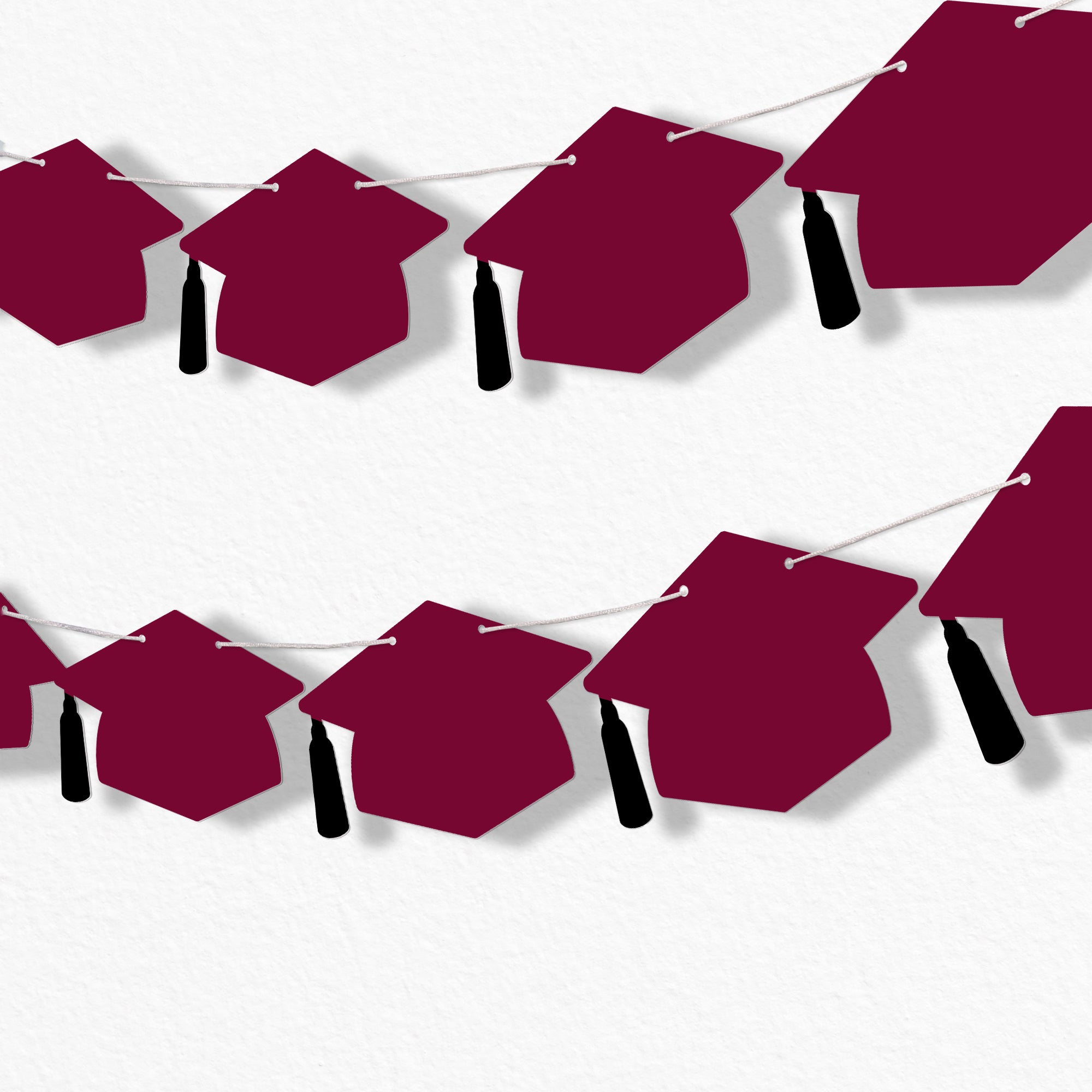 Maroon Graduation Cap Garland Banner Grad Party Decorations ...