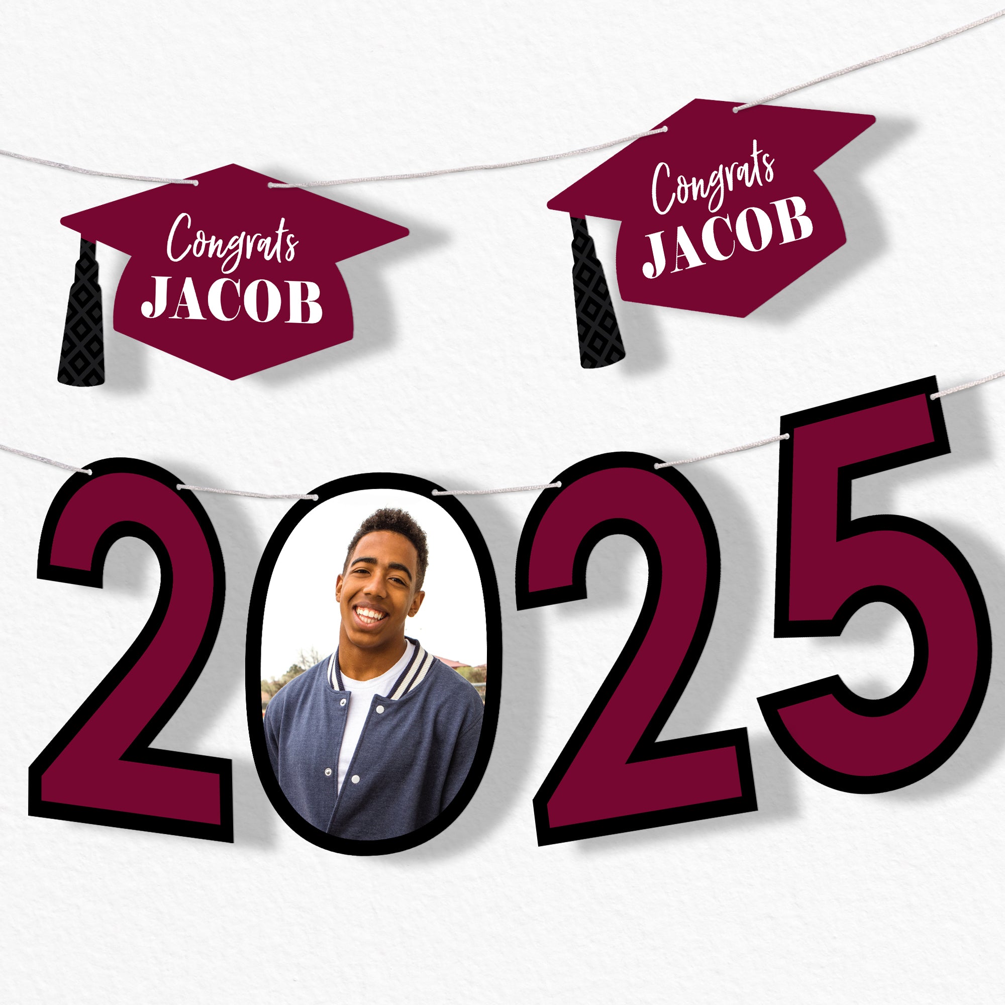 Personalized Maroon Graduation Photo Banner – Custom 2025 Grad Decor ...