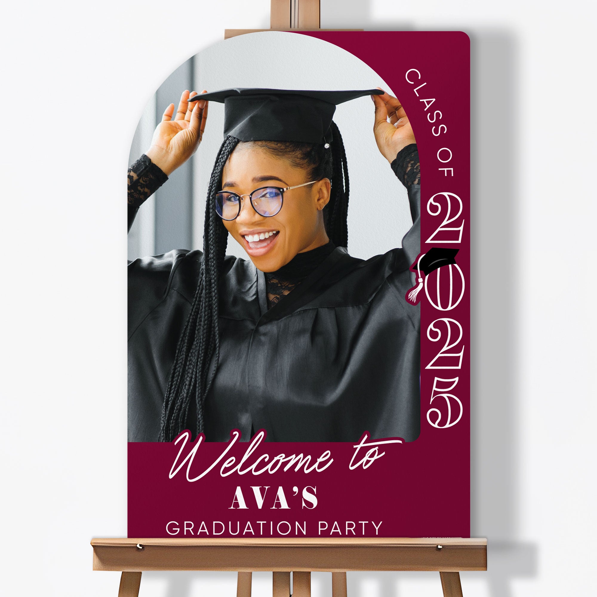 Custom Photo Maroon Graduation Welcome Sign, Personalized Class of 2025 ...