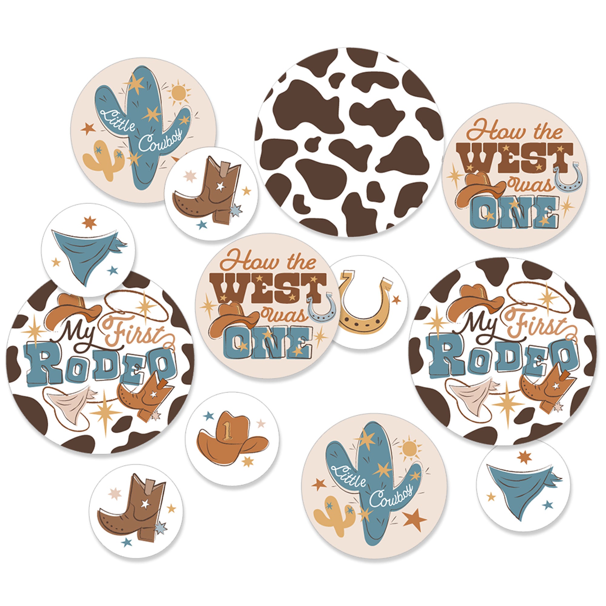 My First Rodeo - Little Cowboy 1st Birthday Party Giant Circle Confetti ...