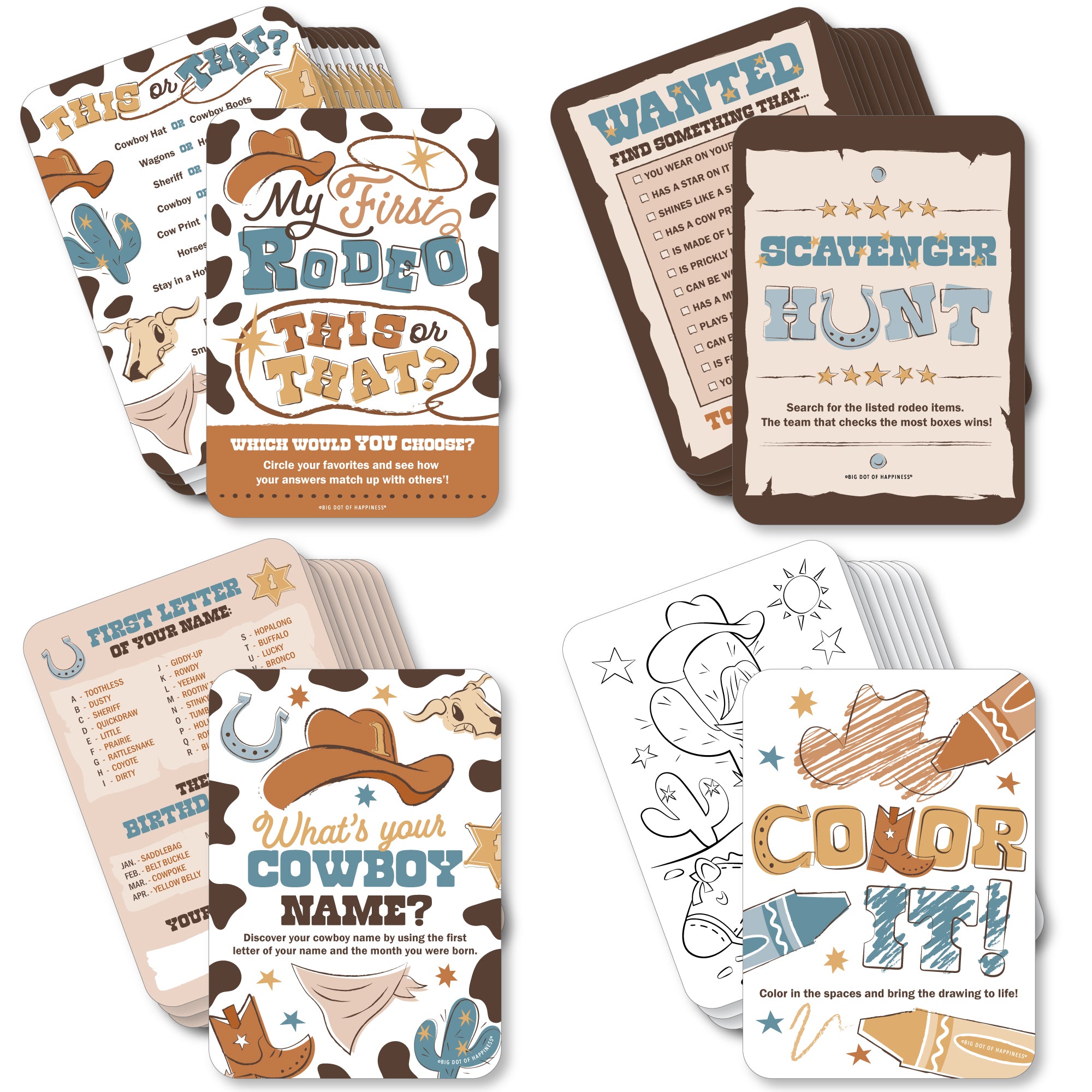 My First Rodeo - 4 Little Cowboy 1st Birthday Party Games - 10 Cards ...