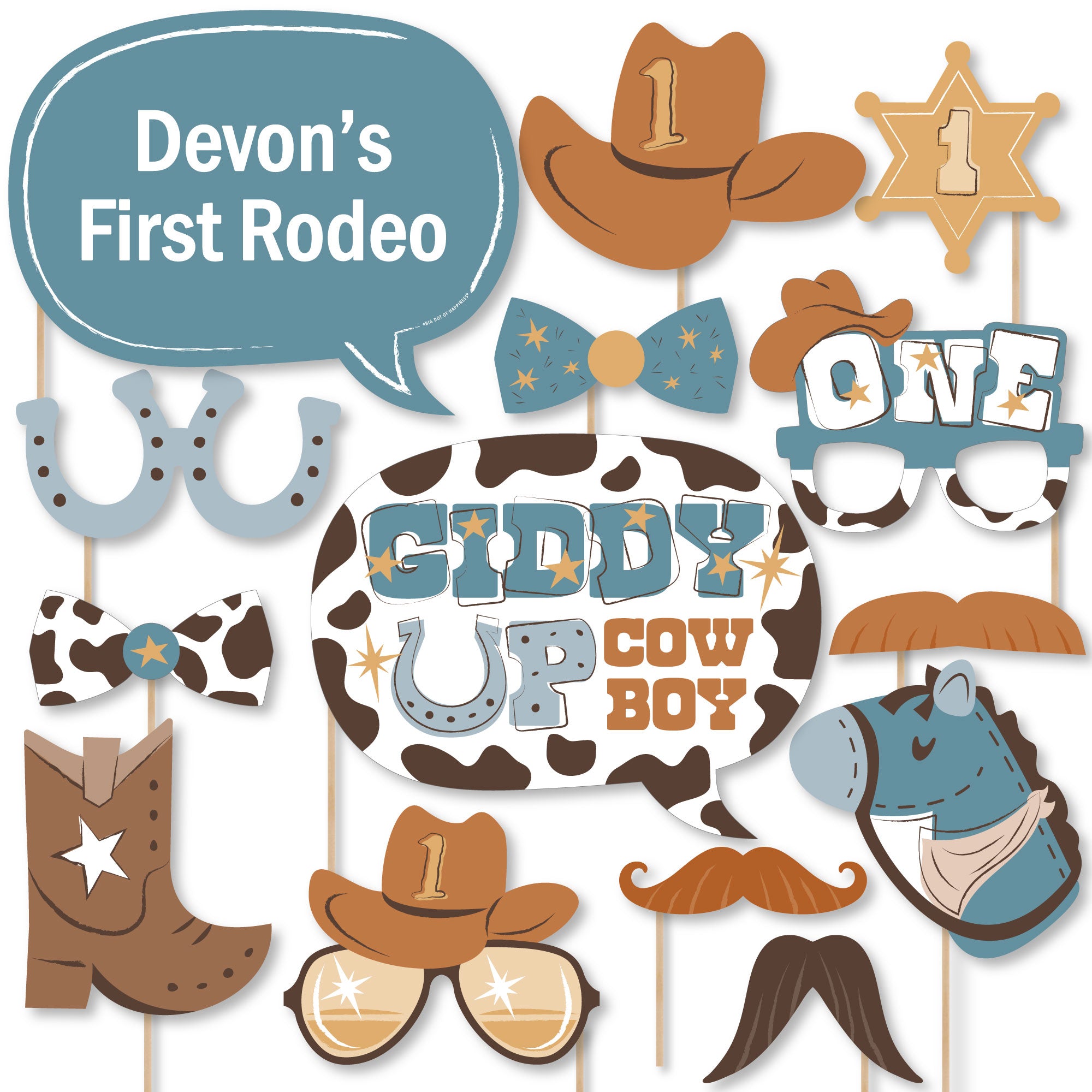 My First Rodeo - Personalized Little Cowboy 1st Birthday Party Supplies ...