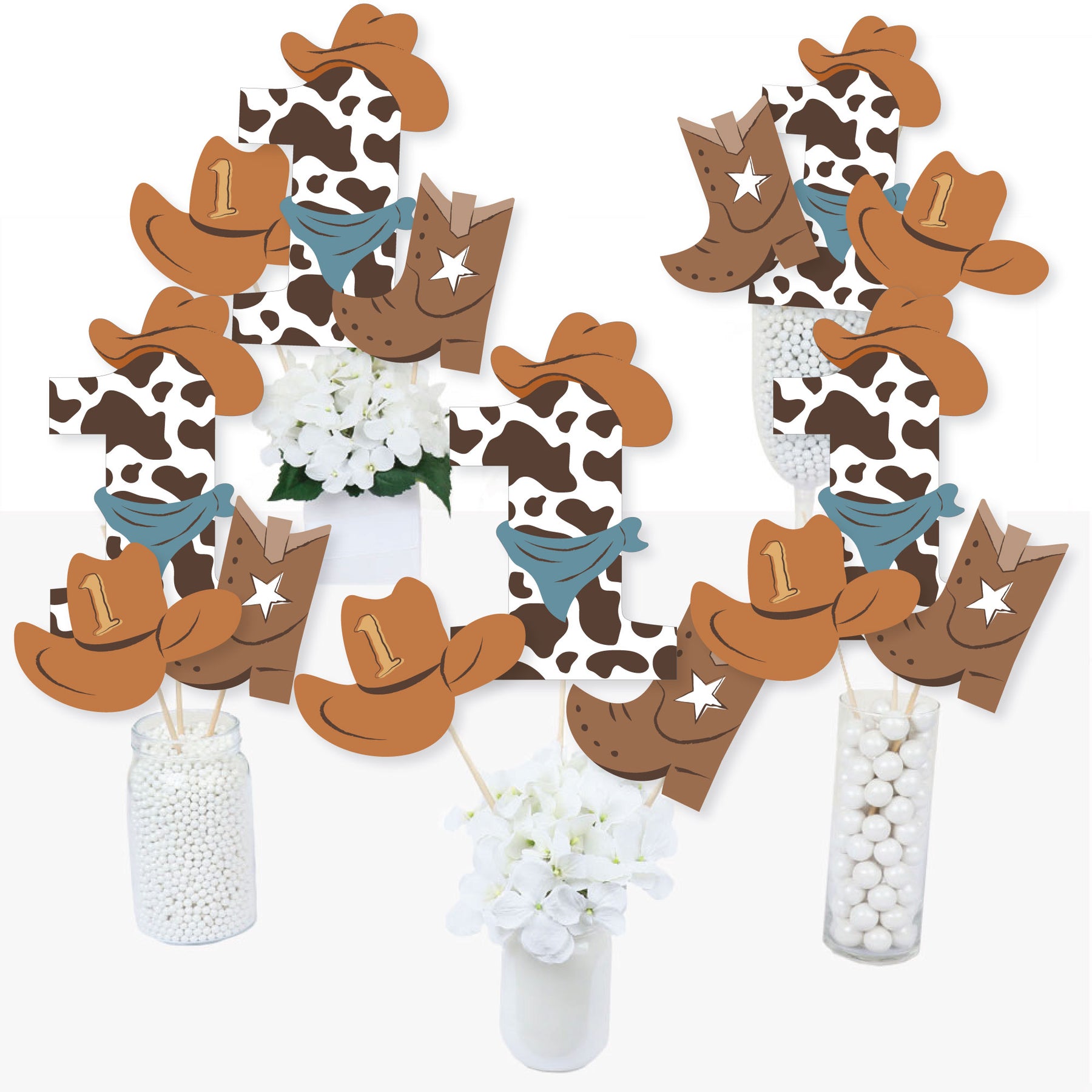 My First Rodeo - Little Cowboy 1st Birthday Party Centerpiece Sticks ...