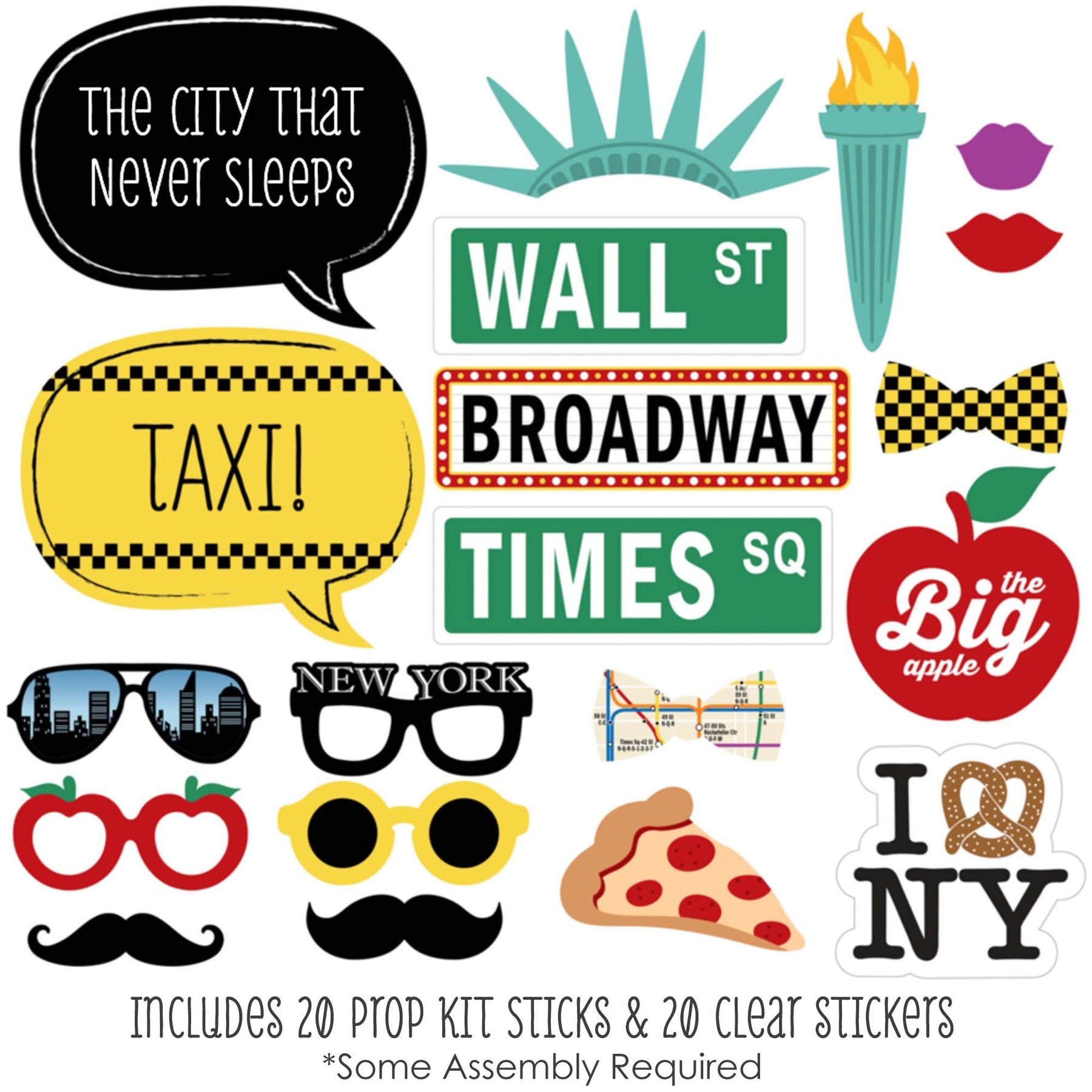 New York - NYC Cityscape Photo Booth Props Kit - 20 Count ...
