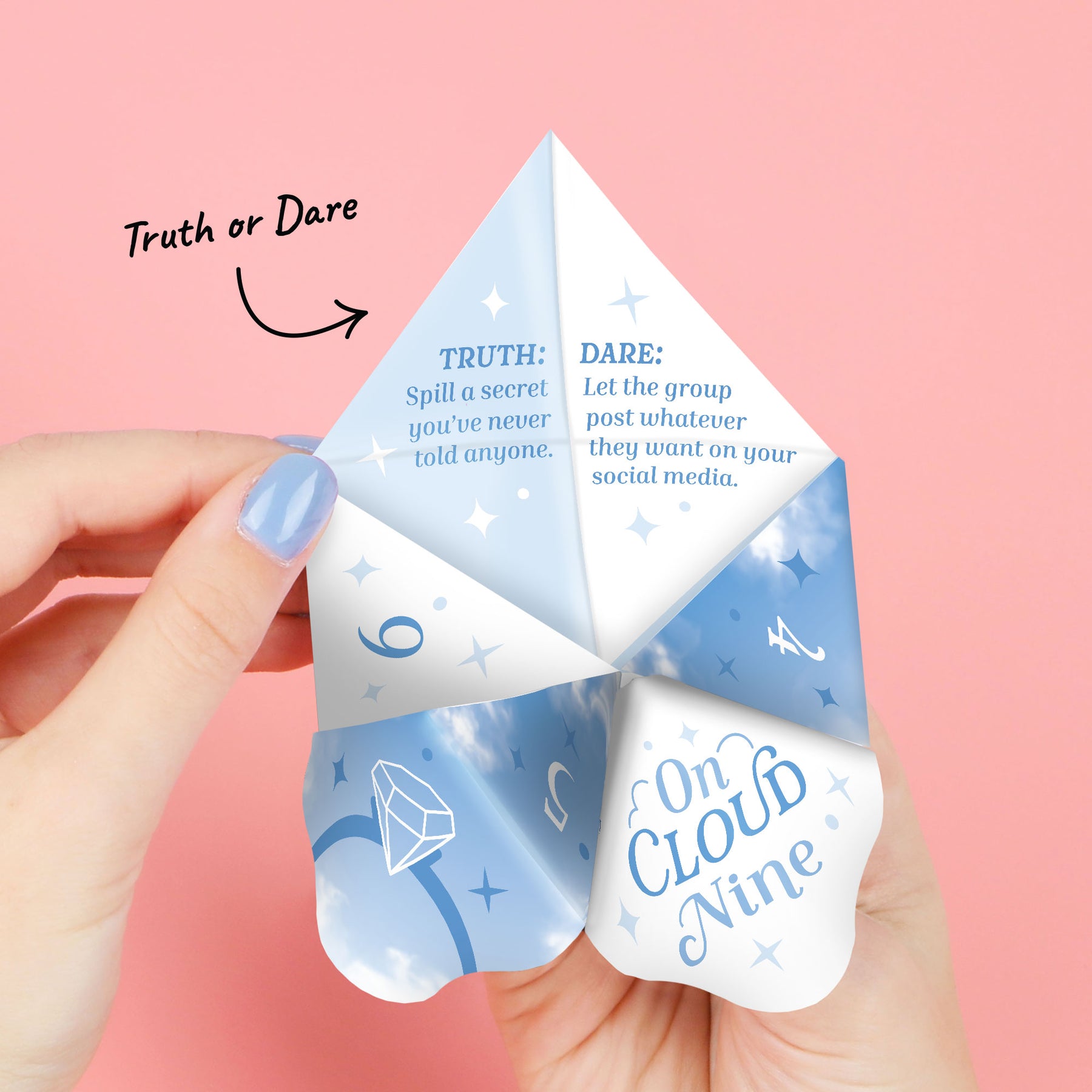 On Cloud 9 - Bridal or Bachelorette Party Cootie Catcher Game - Truth ...