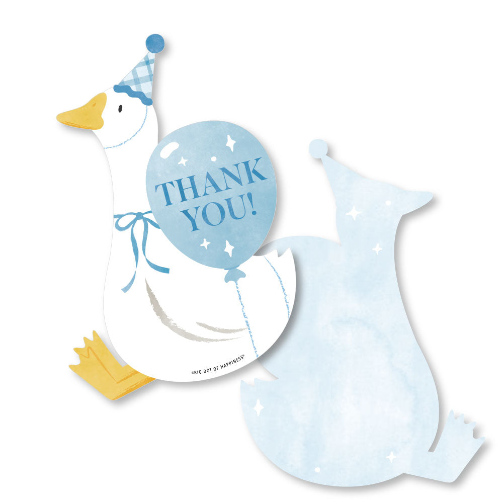 One Silly Goose Blue Thank You Cards for Boy’s First Birthday - 12 Ct