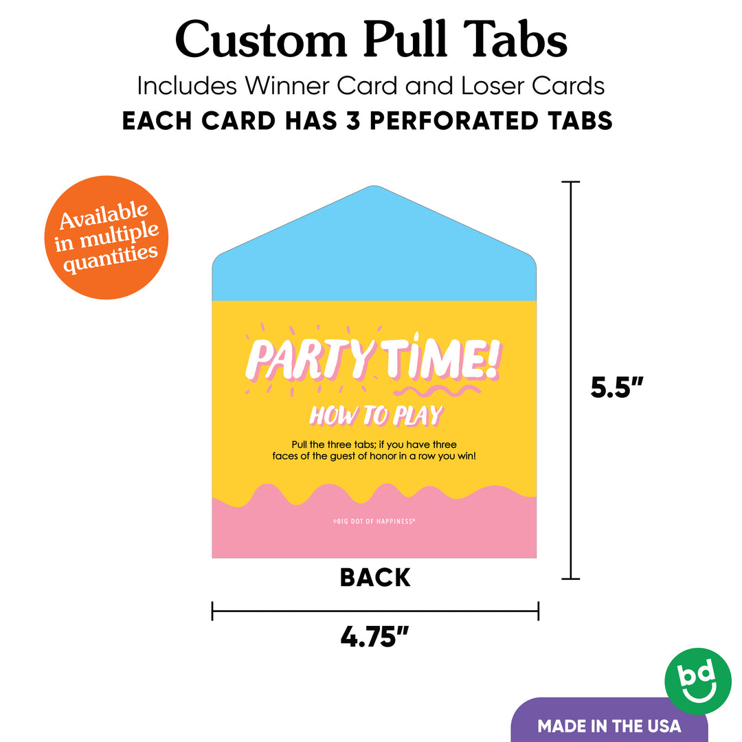 Custom Photo Colorful Birthday Party Game Pull Tabs | BigDotofHappiness.com