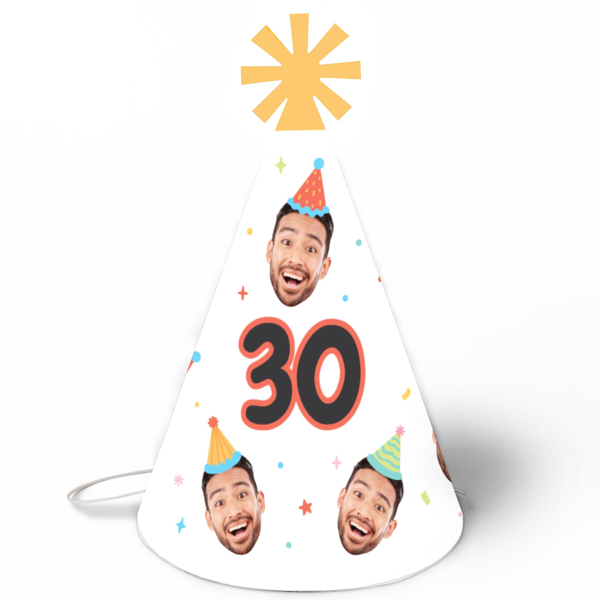 Custom Photo Colorful Birthday Cone Party Hat | BigDotOfHappiness.com ...