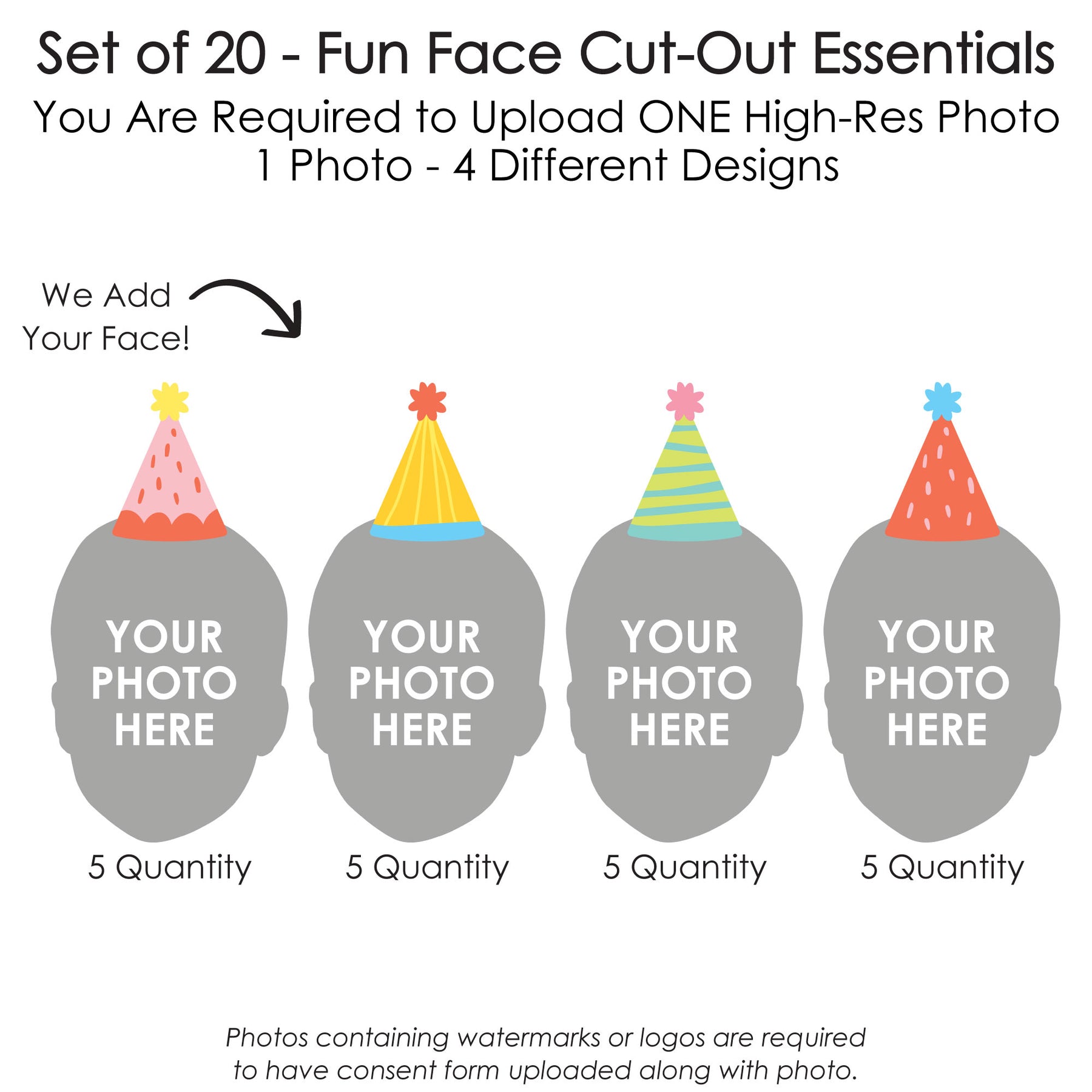 Custom Photo Party Time - Fun Face Decorations DIY Happy Birthday Party ...