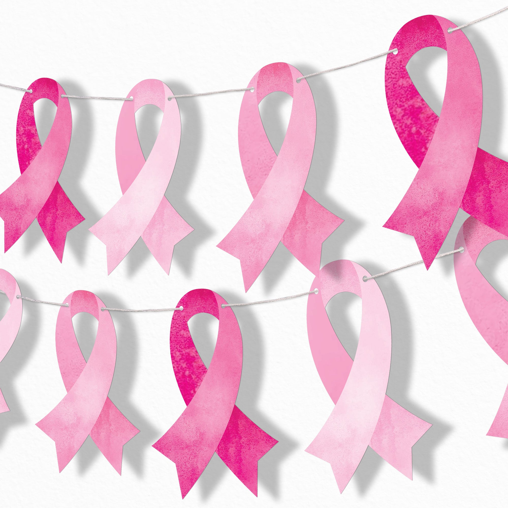 Pink Ribbon Garland Banner, Breast Cancer Awareness Decor ...