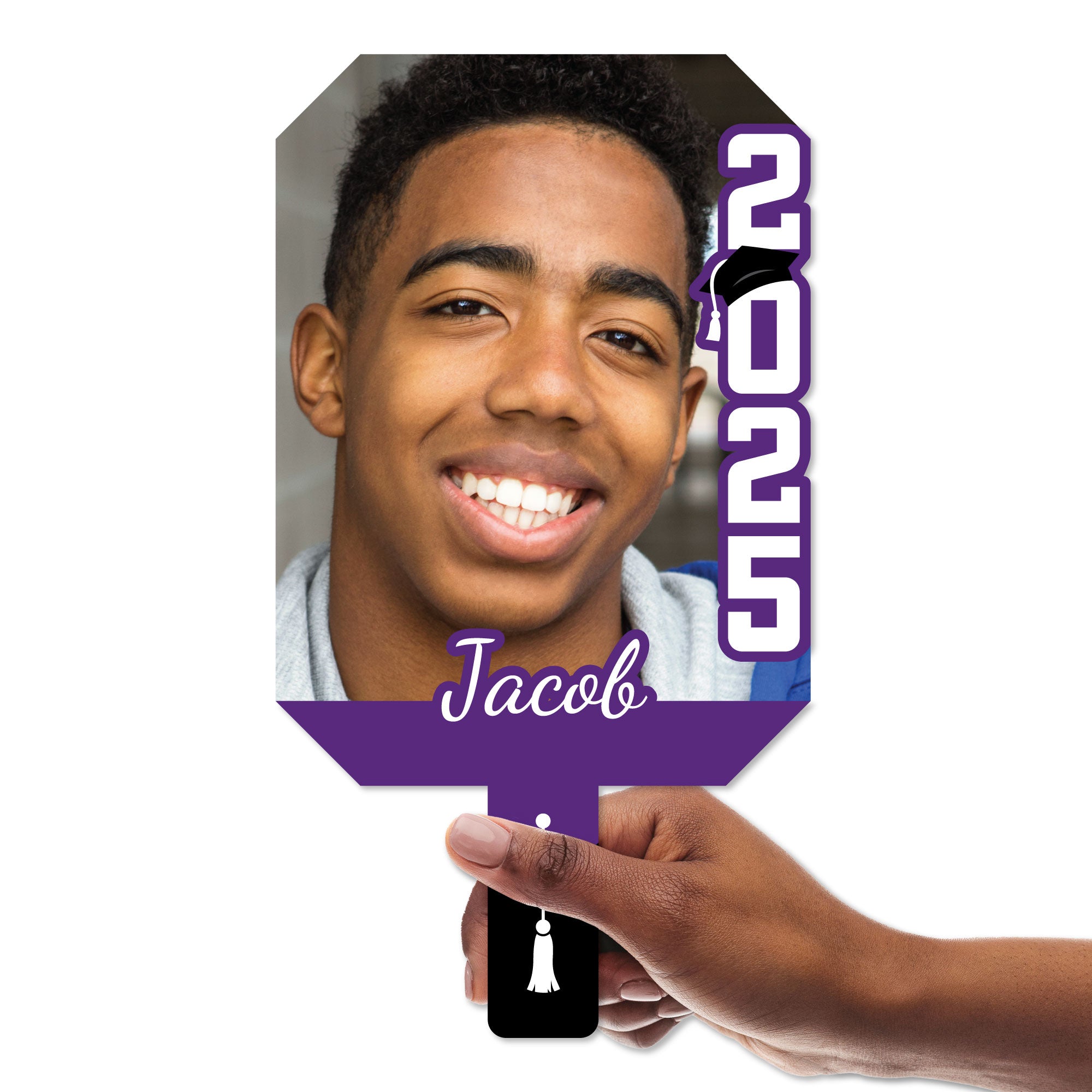 Custom Purple Grad Photo Paddles, Class of 2025 Face Fans with Handles ...