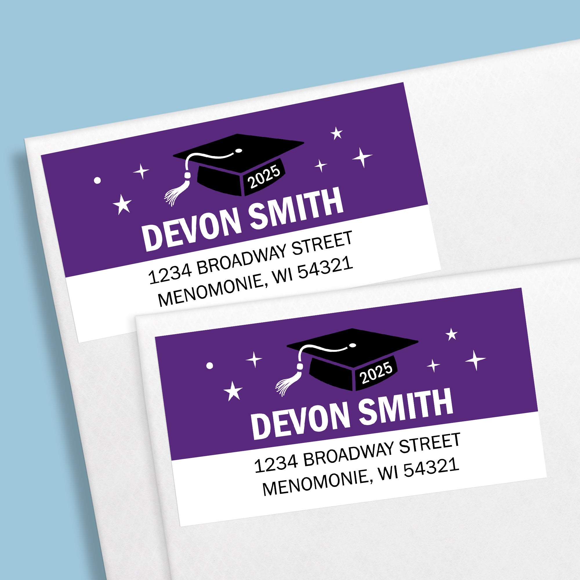 Custom Text Purple Graduation Return Address Labels - 120 Ct ...