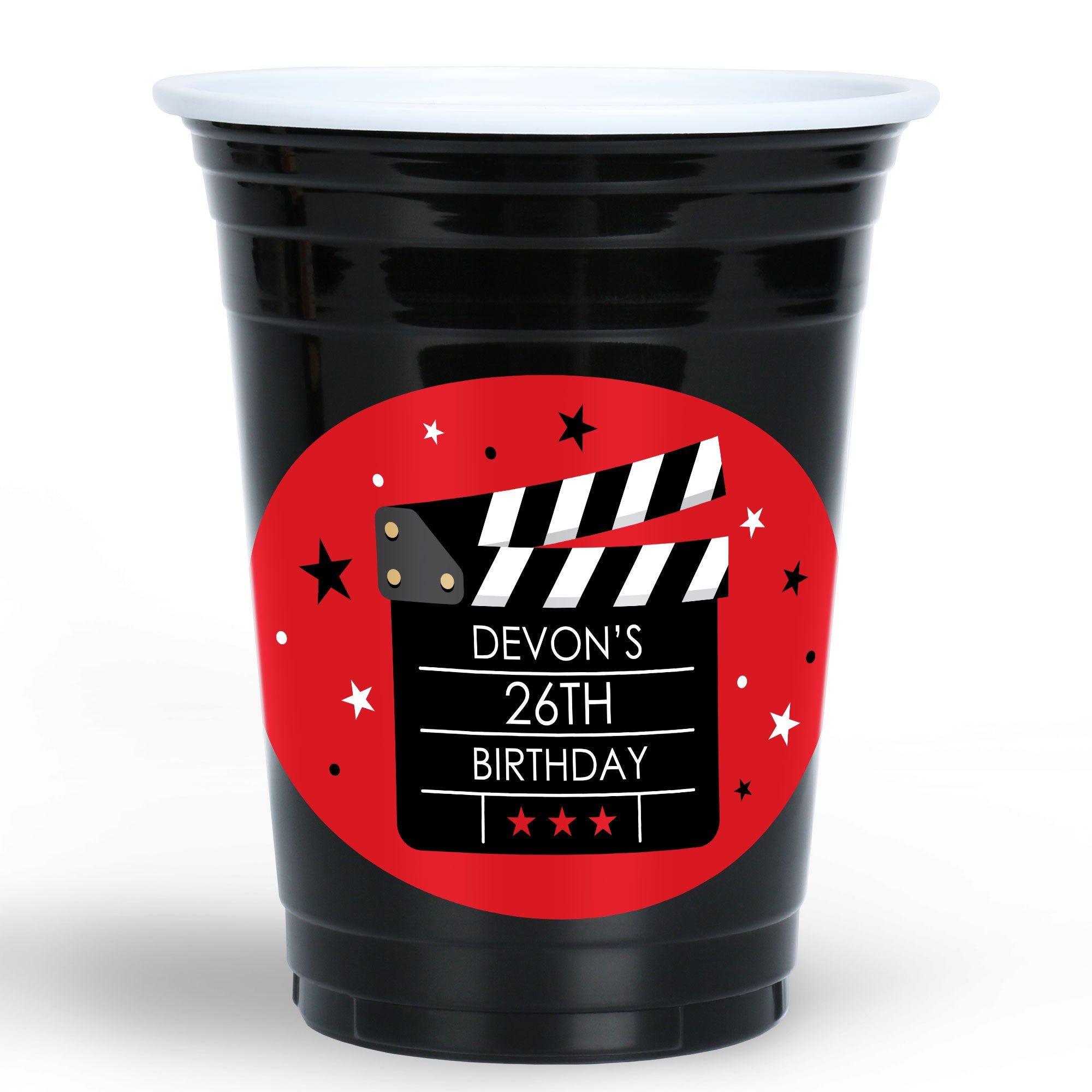 Custom Red Carpet Movie Night Cups, 16oz Disposable Drinkware ...