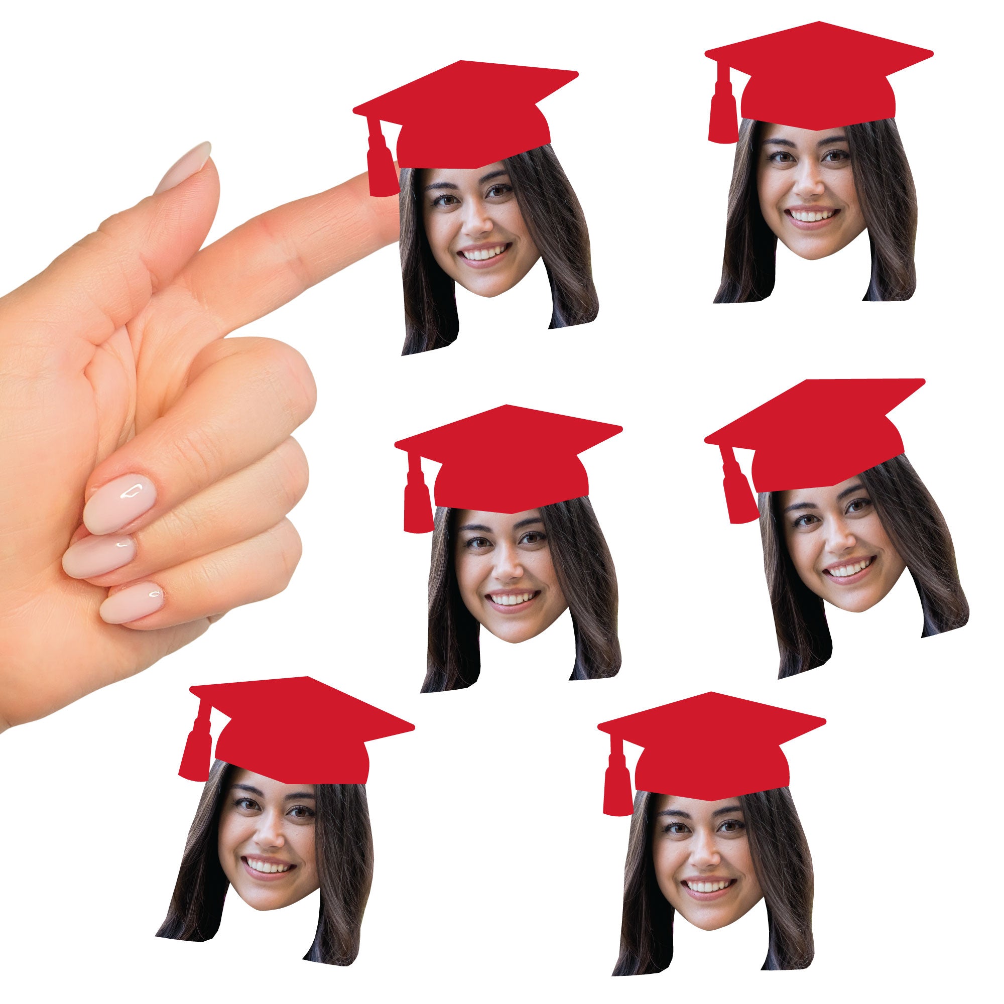 Custom Photo Red Grad Cap Stickers, Personalized Graduation Party ...