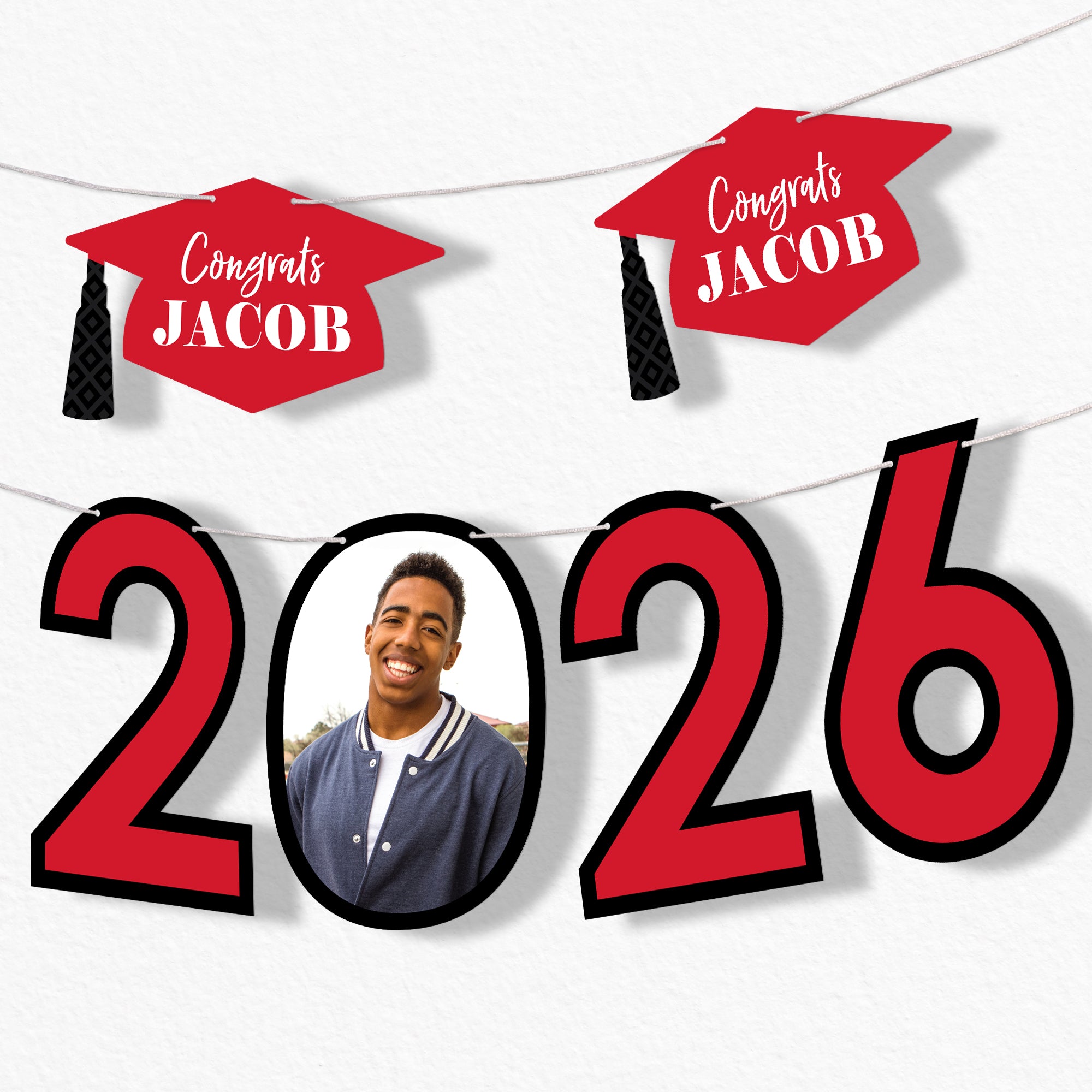 Personalized Red Graduation Photo Banner – Custom 2026 Grad Decor ...