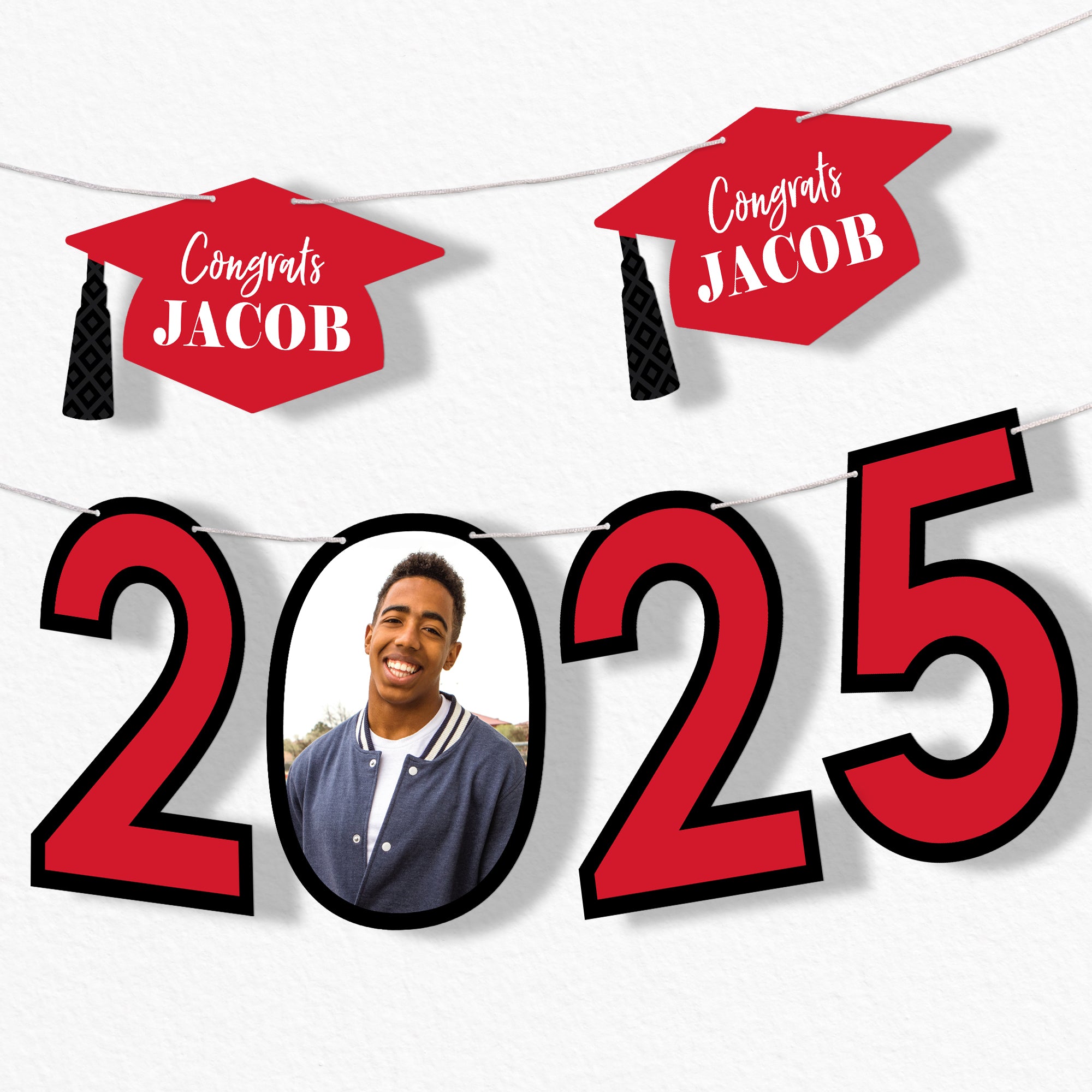 Personalized Red Graduation Photo Banner – Custom 2025 Grad Decor ...