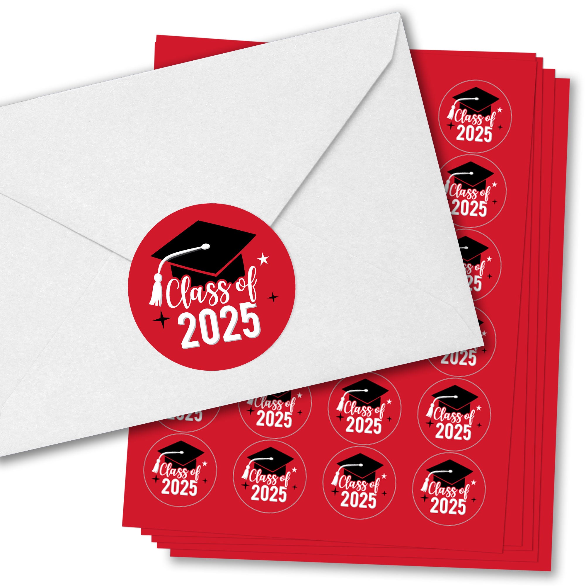 Class of 2025 Red Graduation Envelope Seal Stickers – Set of 120 ...