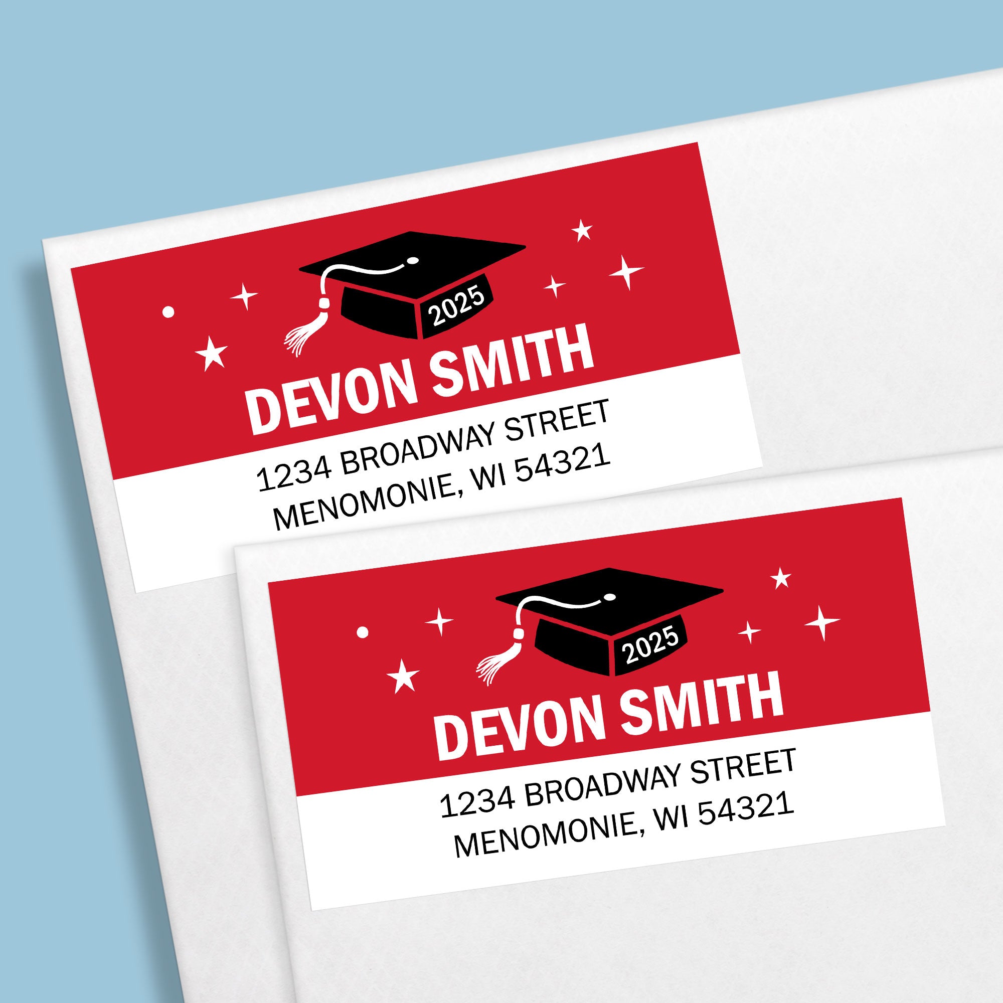 Custom Text Red Graduation Return Address Labels - 120 Ct ...