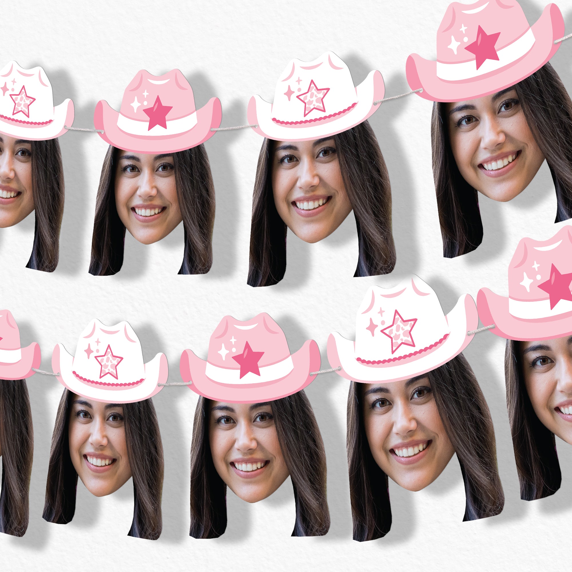 Custom Rodeo Cowgirl Photo Garland Banner - Fun Face Cut-Out Decoration ...