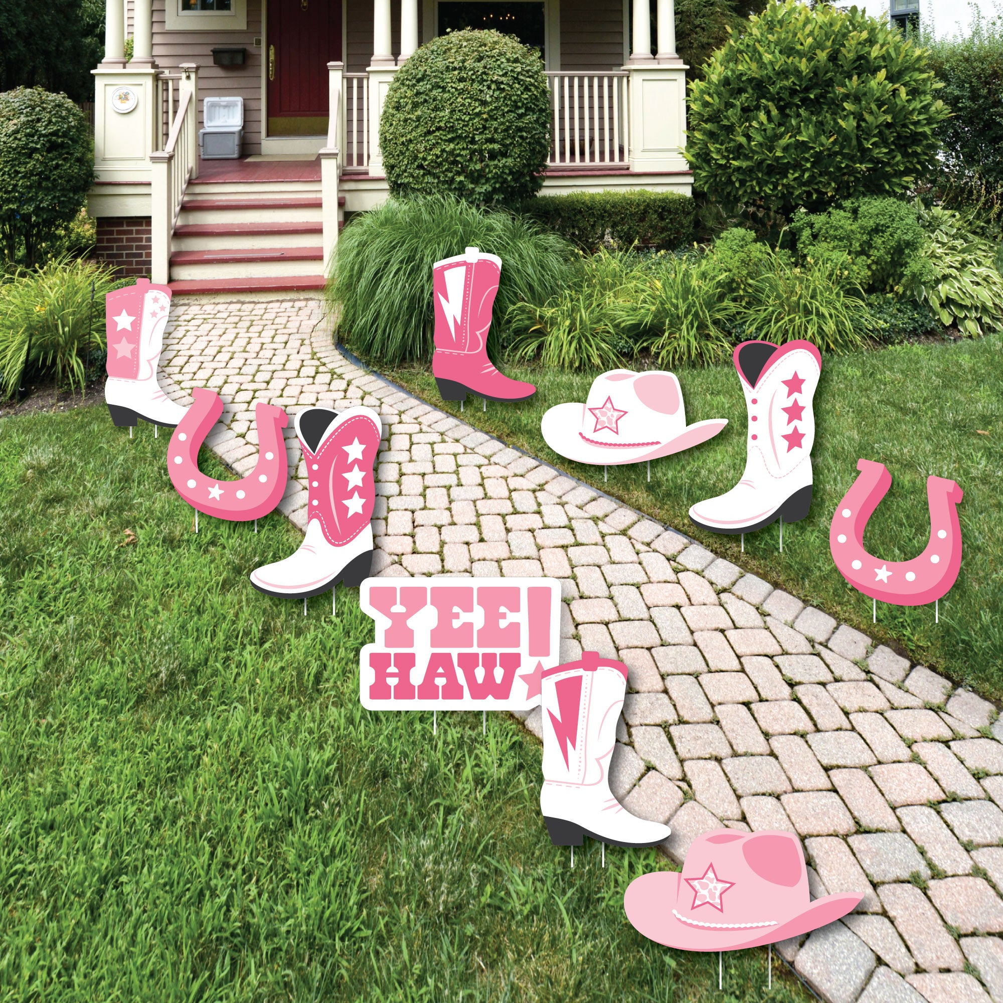 Rodeo Cowgirl - Cowboy Boots, Hat, and Horseshoe Lawn Decorations ...