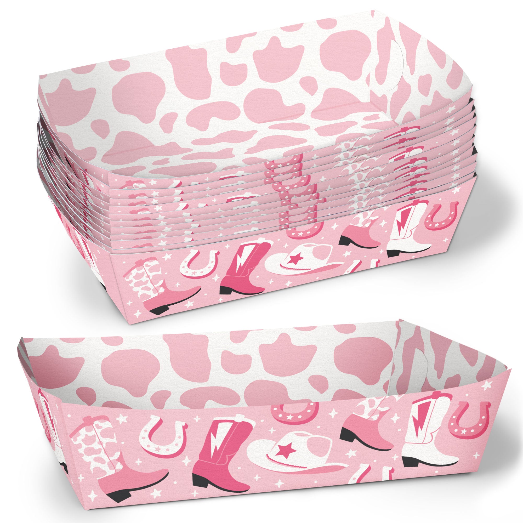 Pink Rodeo Party Paper Food Trays – 12 Ct Disposable Snack Boats ...