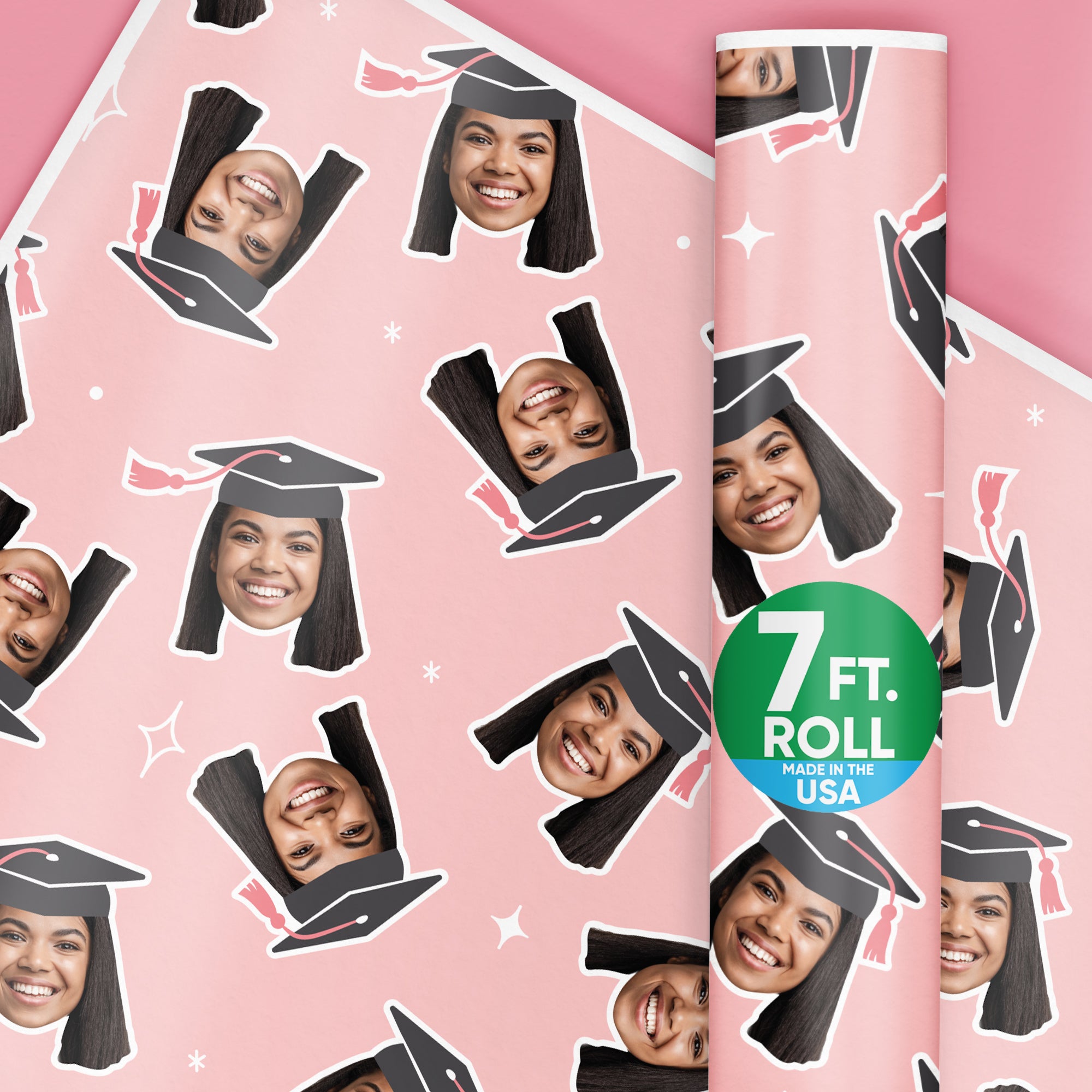 Personalized Photo Graduation Wrapping Paper - Pink | BigDotOfHappiness ...