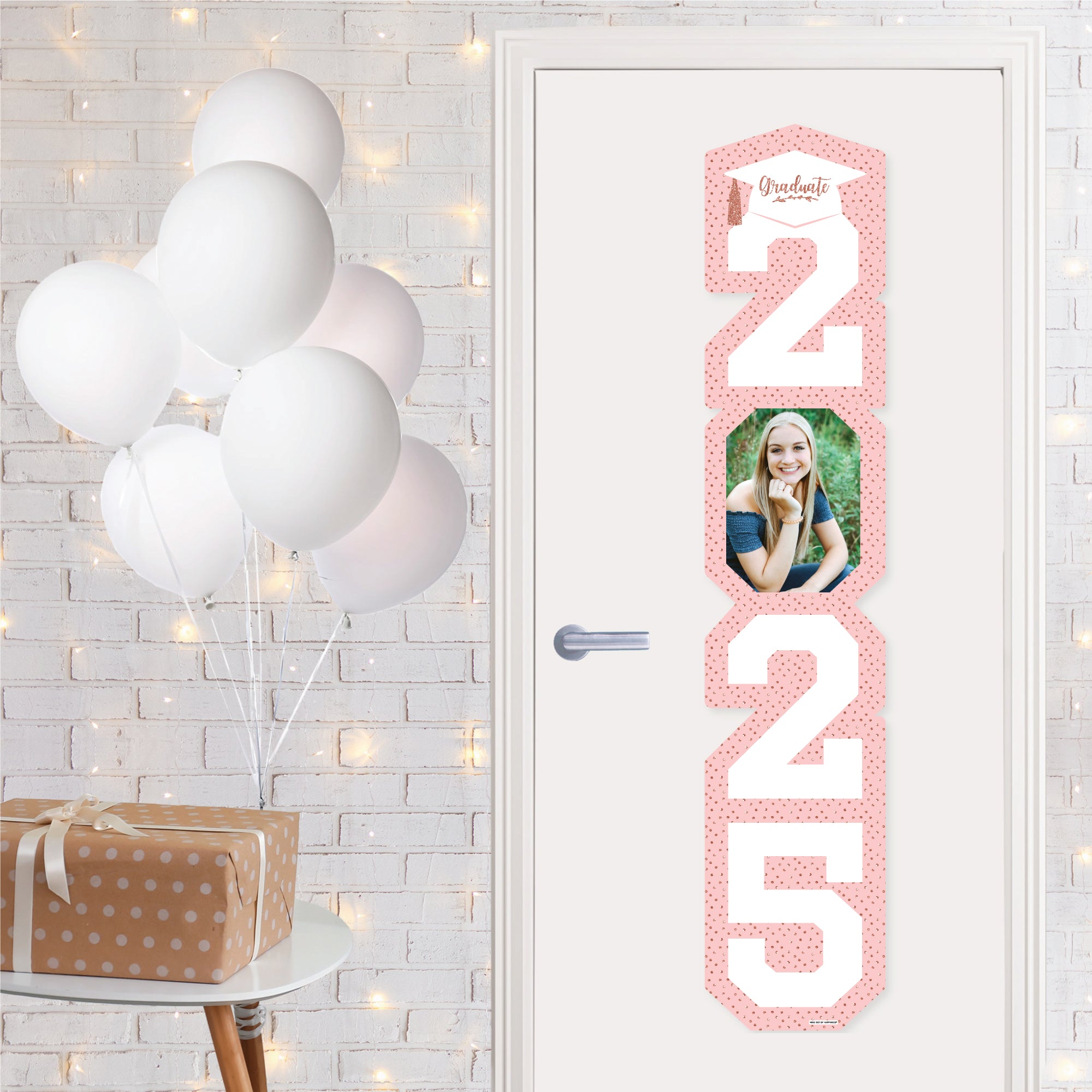 Rose Gold Grad - Custom 2025 Graduation Party Vertical Decoration ...