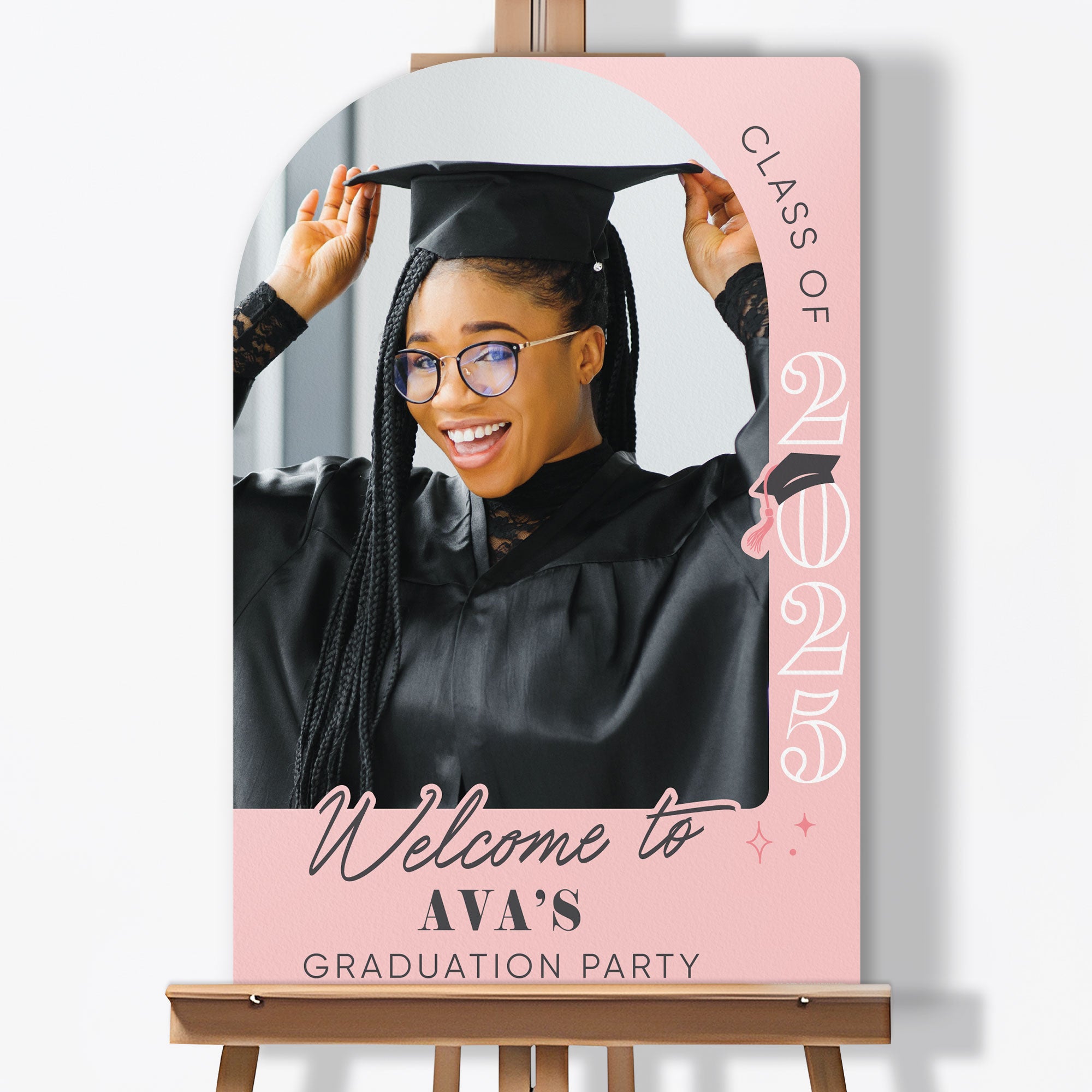 Custom Photo Rose Gold Graduation Welcome Sign, Personalized Class of ...