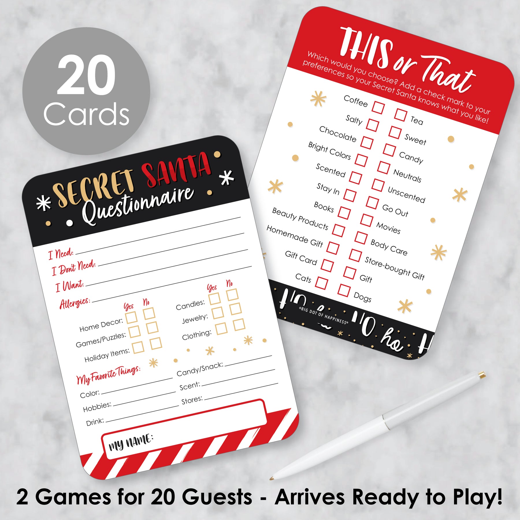 Secret Santa Fill-In Questionnaire Form - Christmas Gift Exchange Party ...