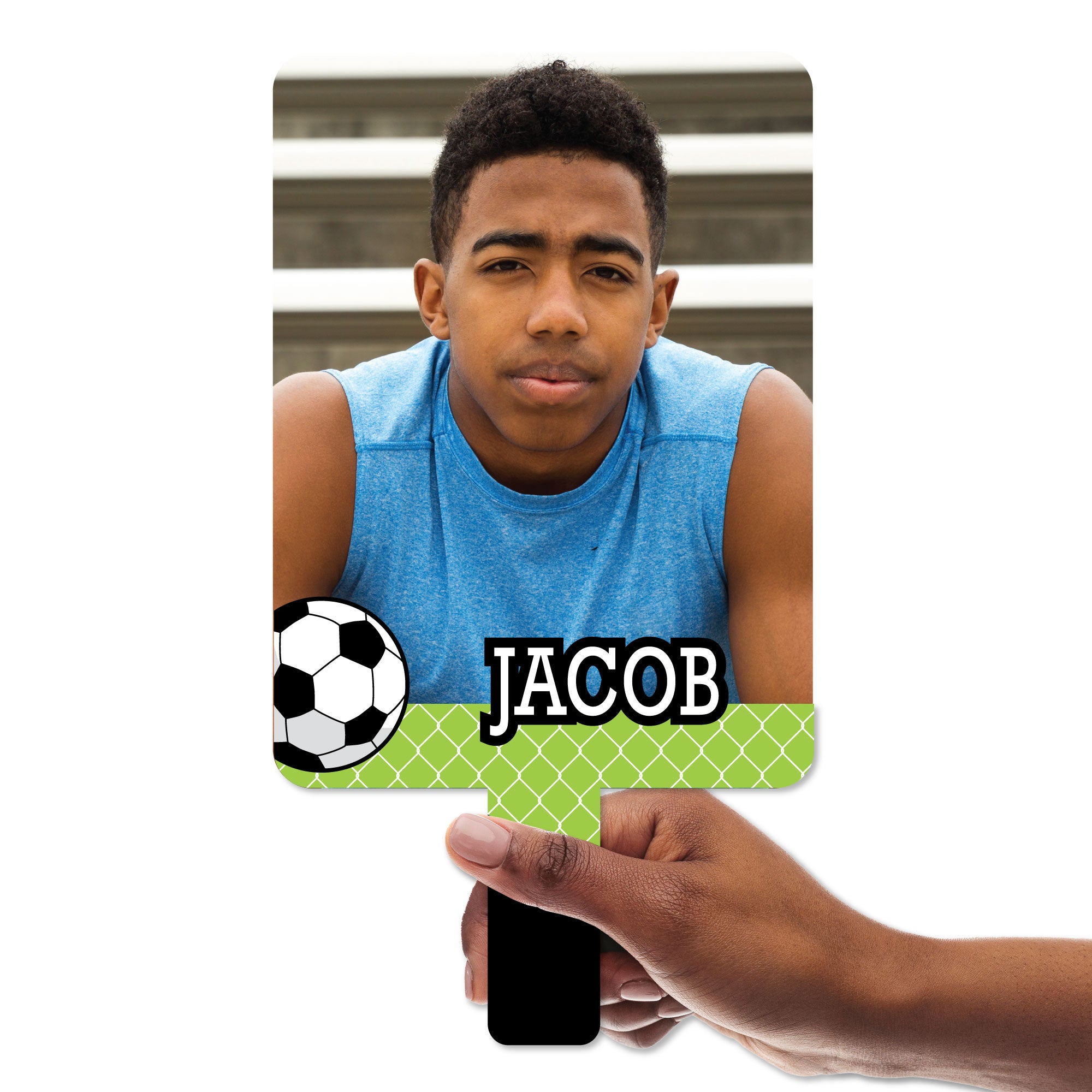 Big Dot of Happiness Custom Soccer Photo Paddle, Senior Night Face Fan ...