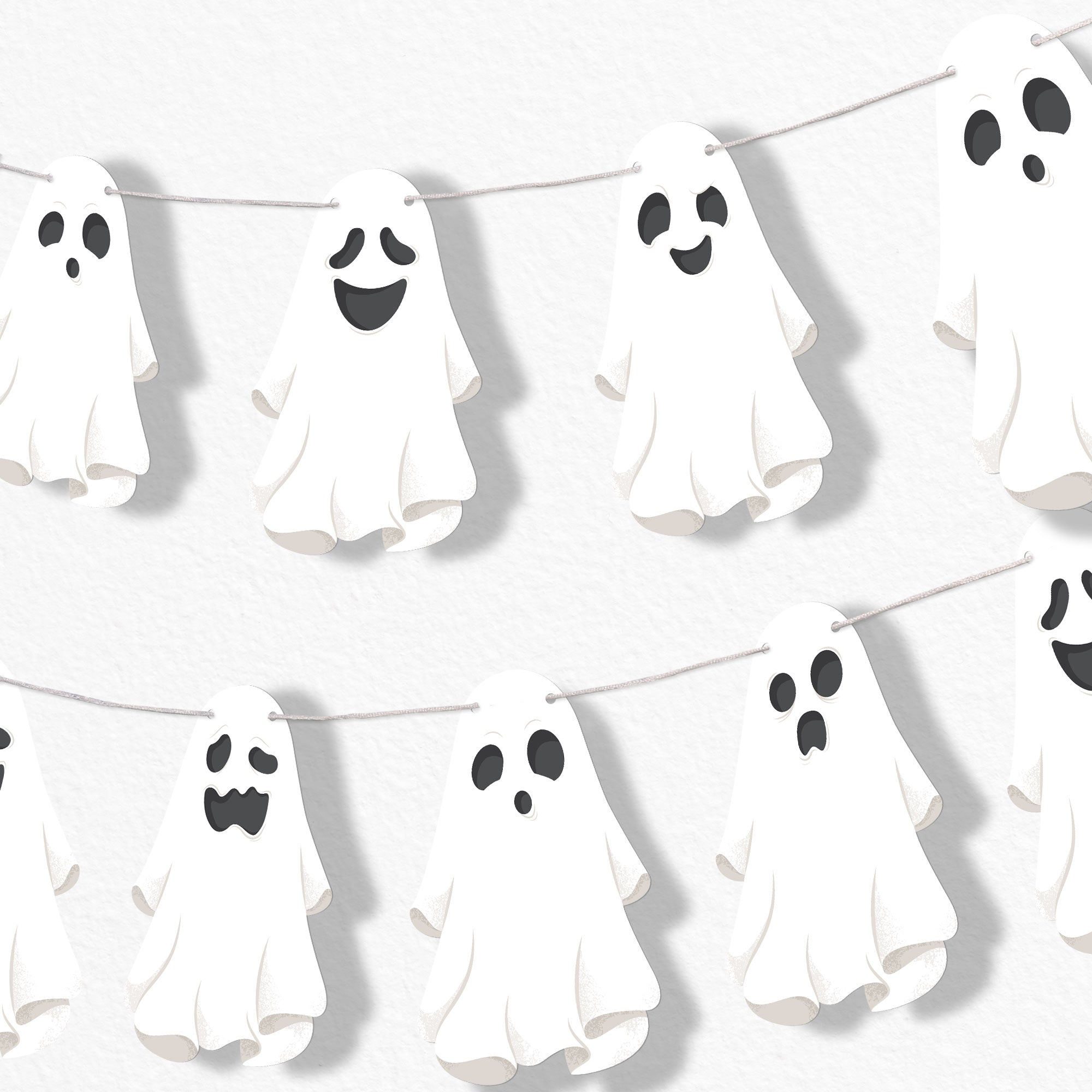 Spooky Ghost Garland Banner, Halloween Party Backdrop ...
