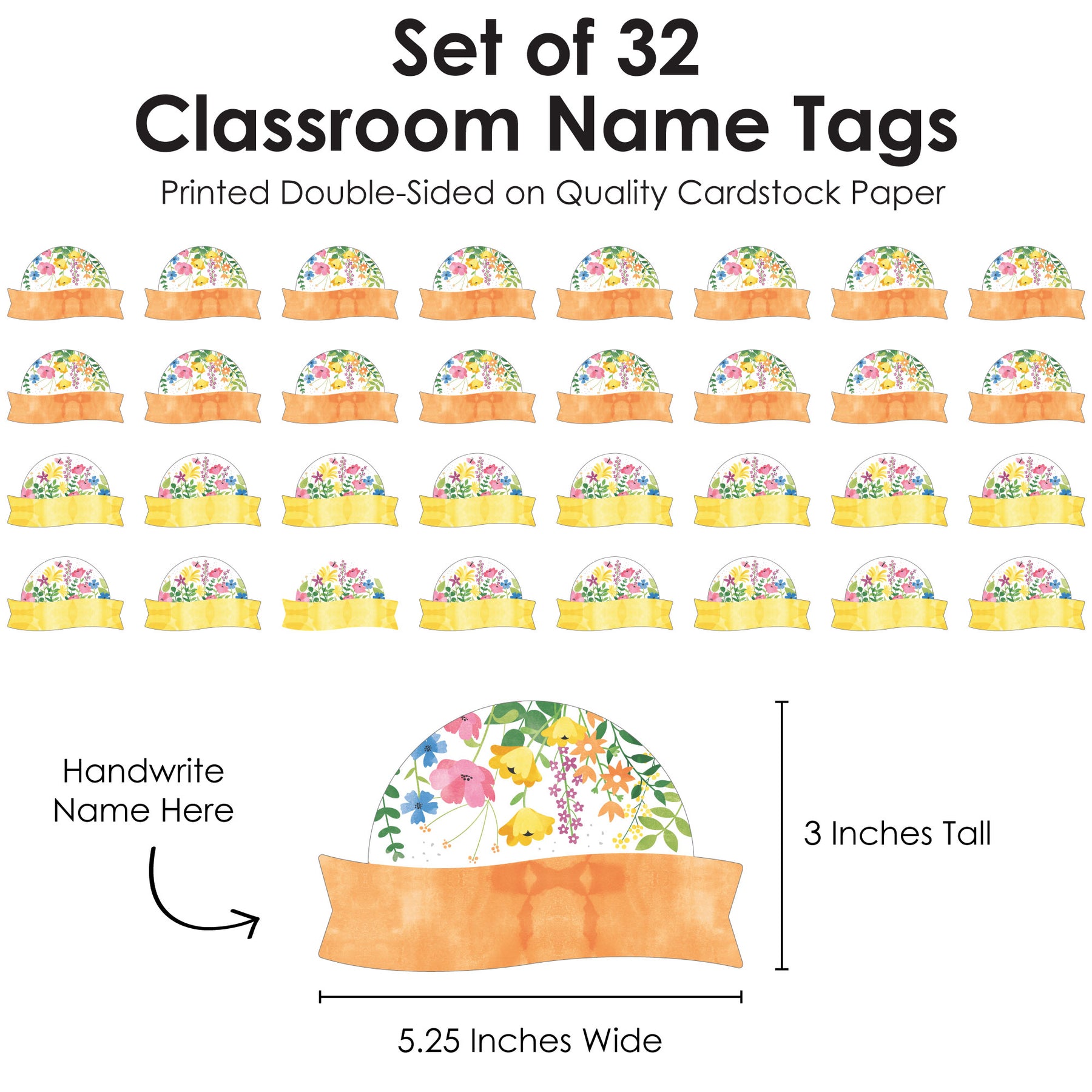 Spring Flowers - DIY Blank Paper Desk or Locker Labels - Classroom Name ...