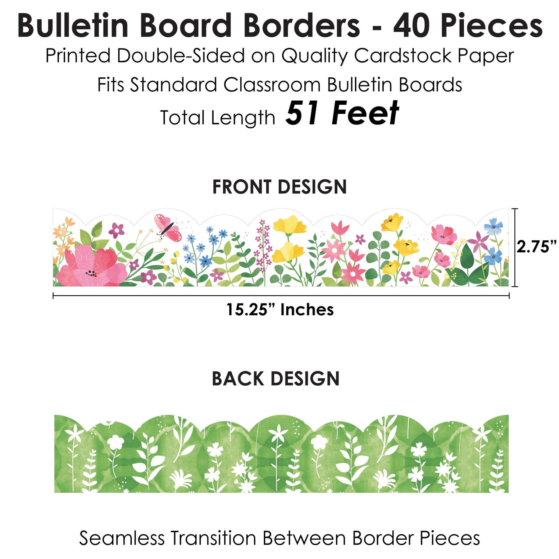 Spring Flowers - Scalloped Classroom Decor - Bulletin Board Borders ...