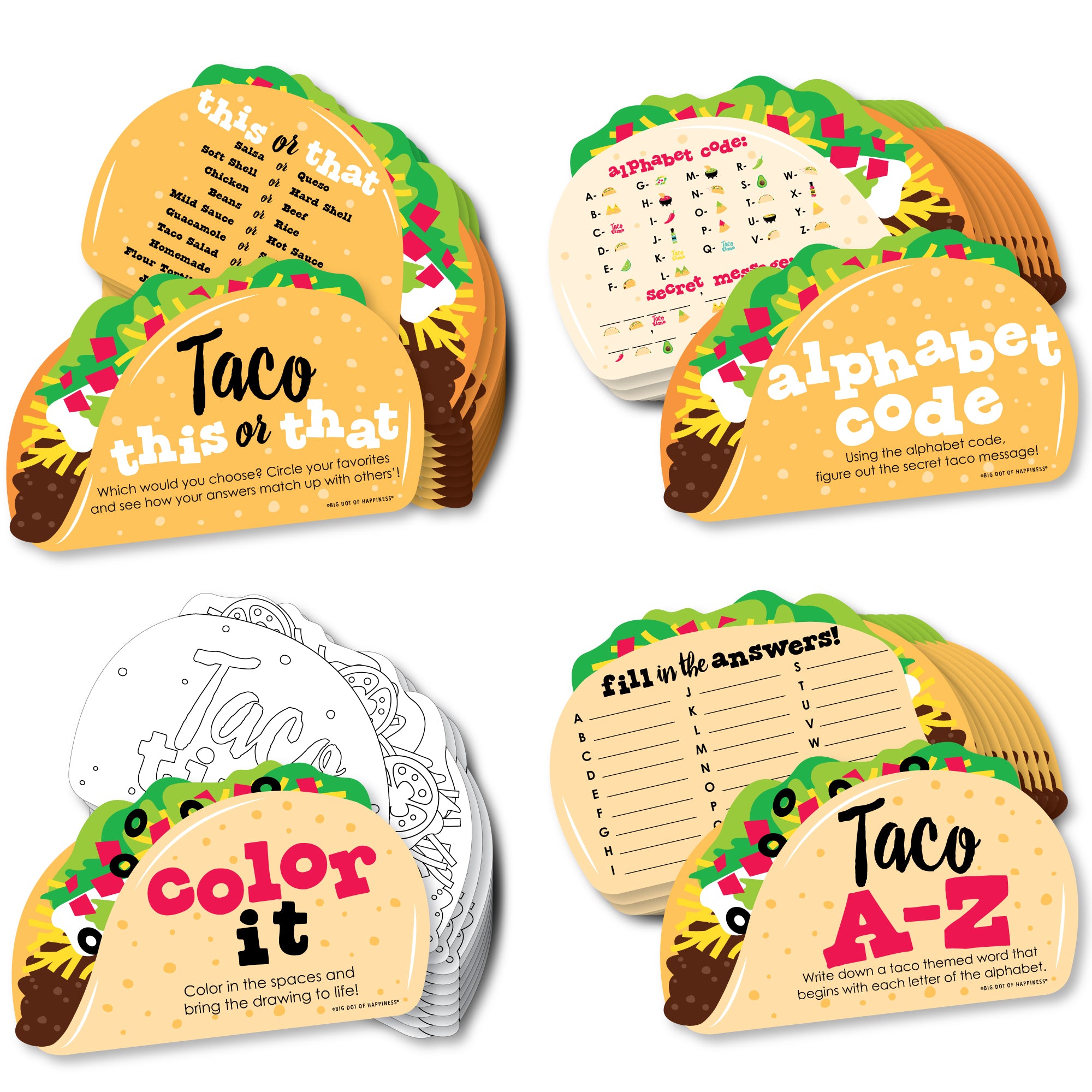 Taco ‘Bout Fun - 4 Mexican Fiesta Games - 10 Cards Each - Gamerific ...