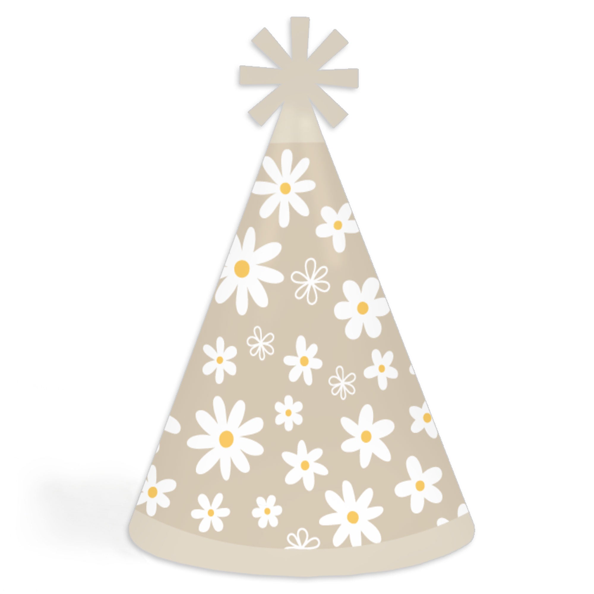 Tan Daisy Flowers - Cone Happy Birthday Party Hats for Kids and Adults ...