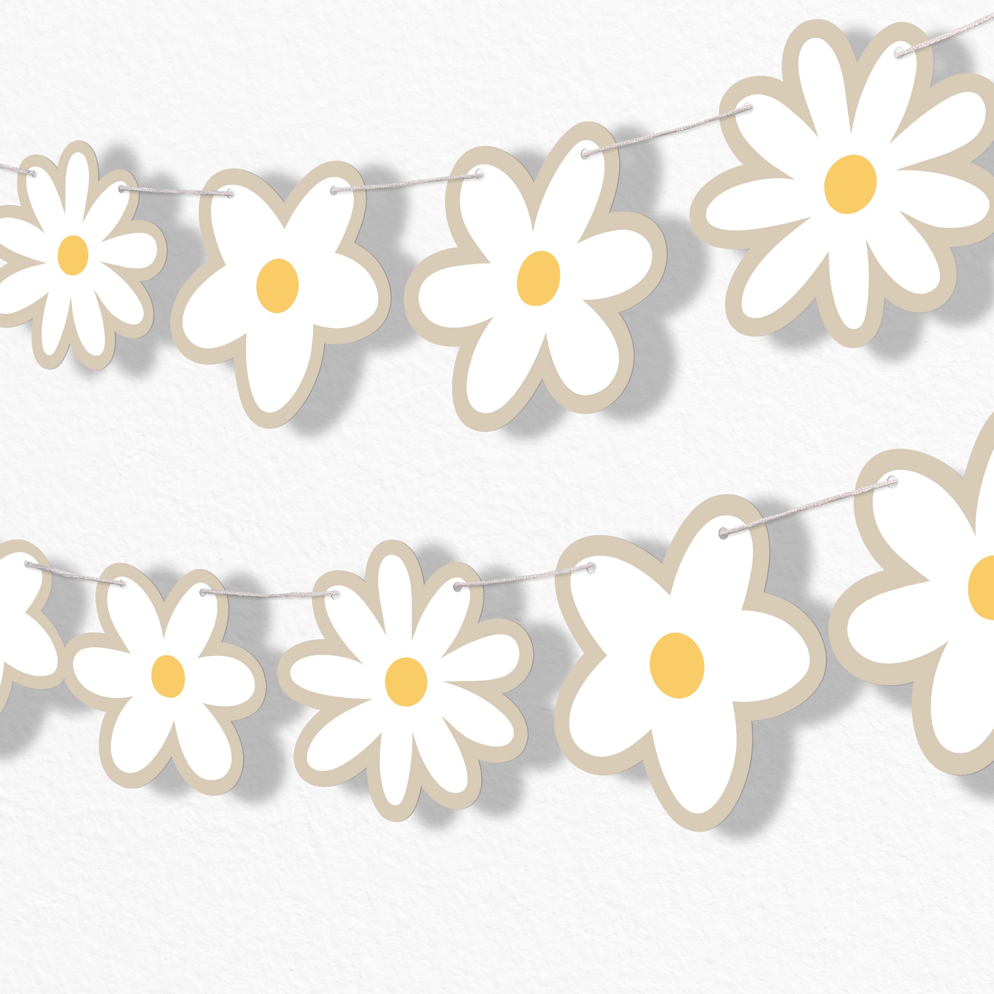 Tan Daisy Garland Banner Printed Double-sided on Heavy Duty Paper ...