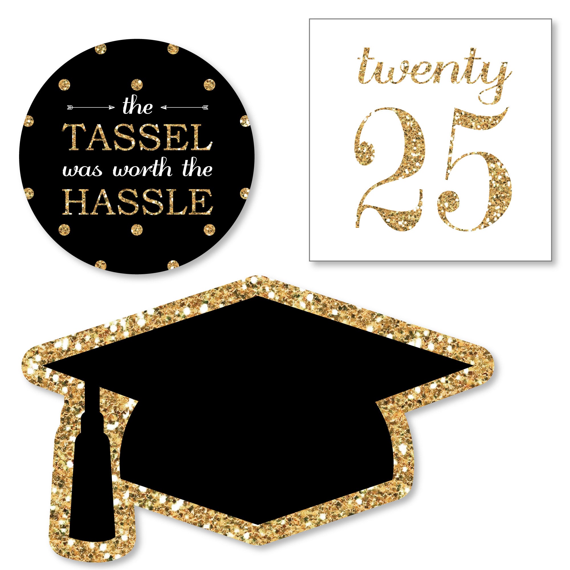 Tassel Worth The Hassle - Gold - DIY Shaped 2025 Graduation Party Paper ...