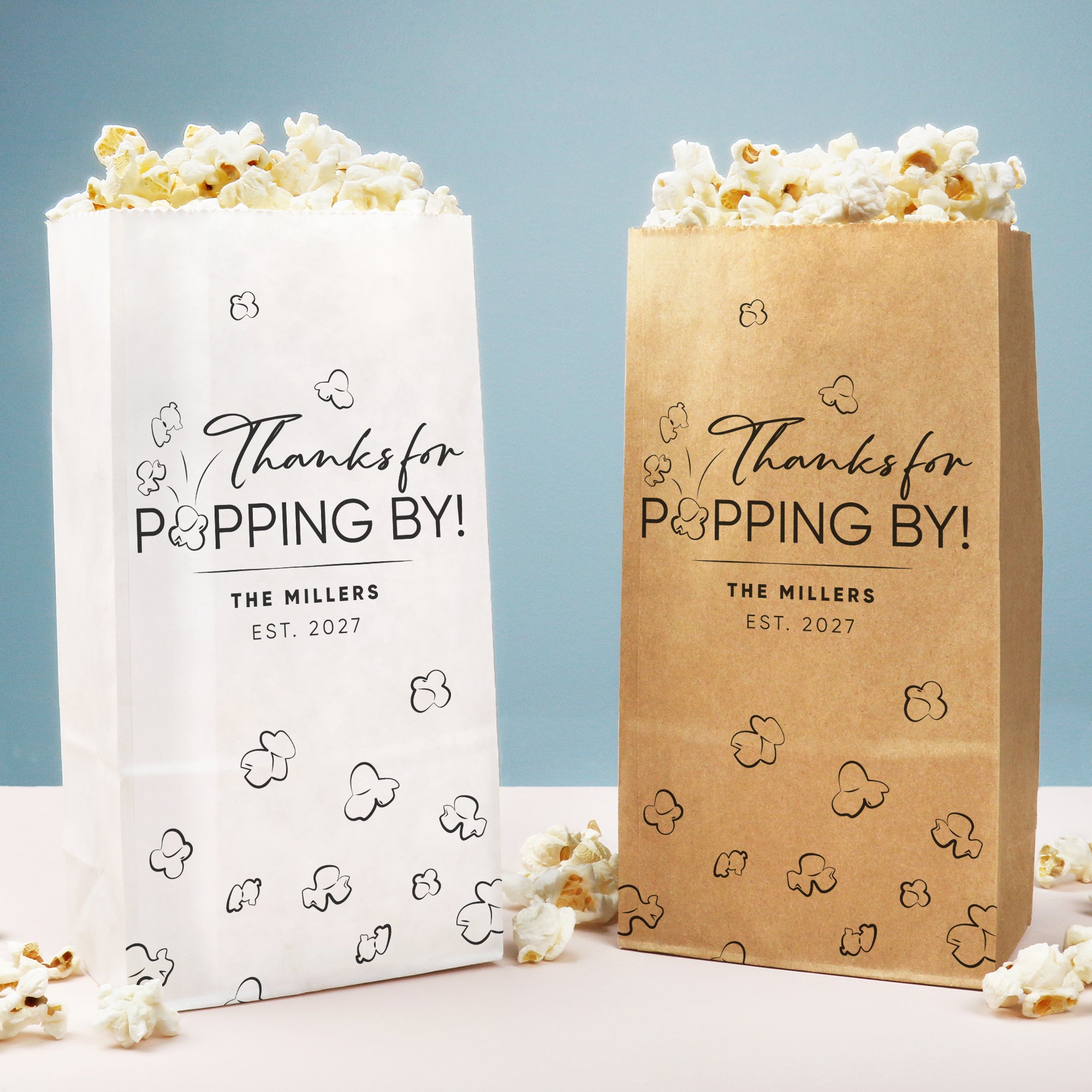 Custom Text Popcorn Bags - Thanks For Popping By Party Favors ...