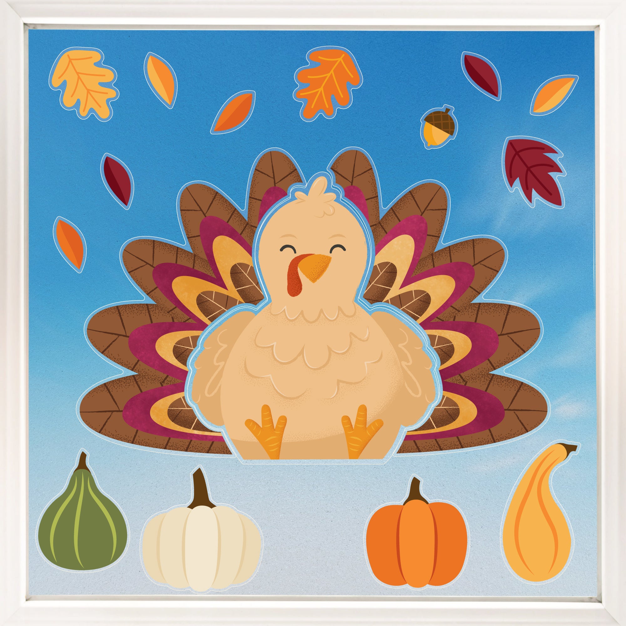 Thanksgiving Turkey Window Clings Reusable Window Sticker Decorations ...