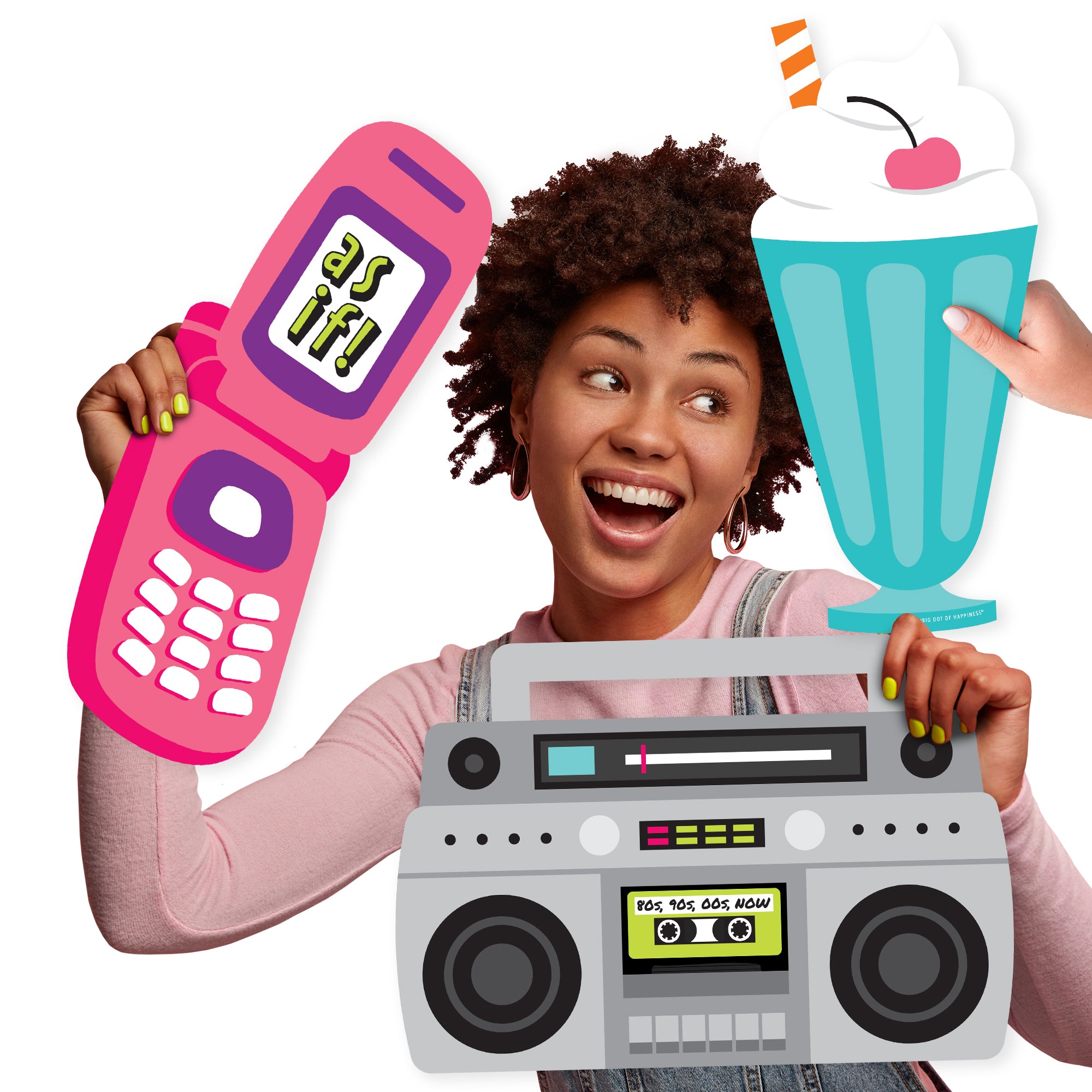 Through the Decades - Milkshake, Flip Phone, and Boom Box Decorations ...