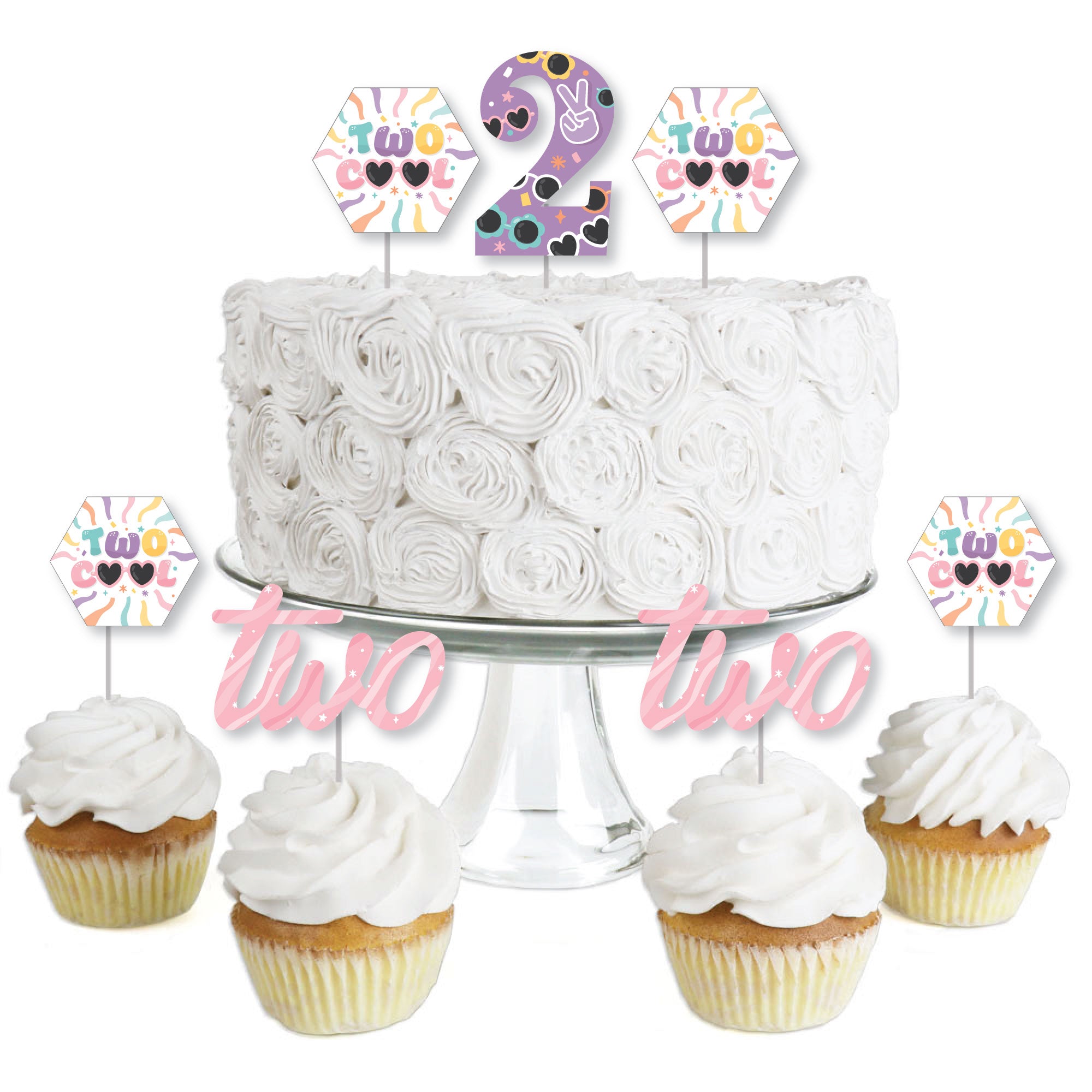 Two Cool - Girl - Dessert Cupcake Toppers - Pastel 2nd Birthday Party ...