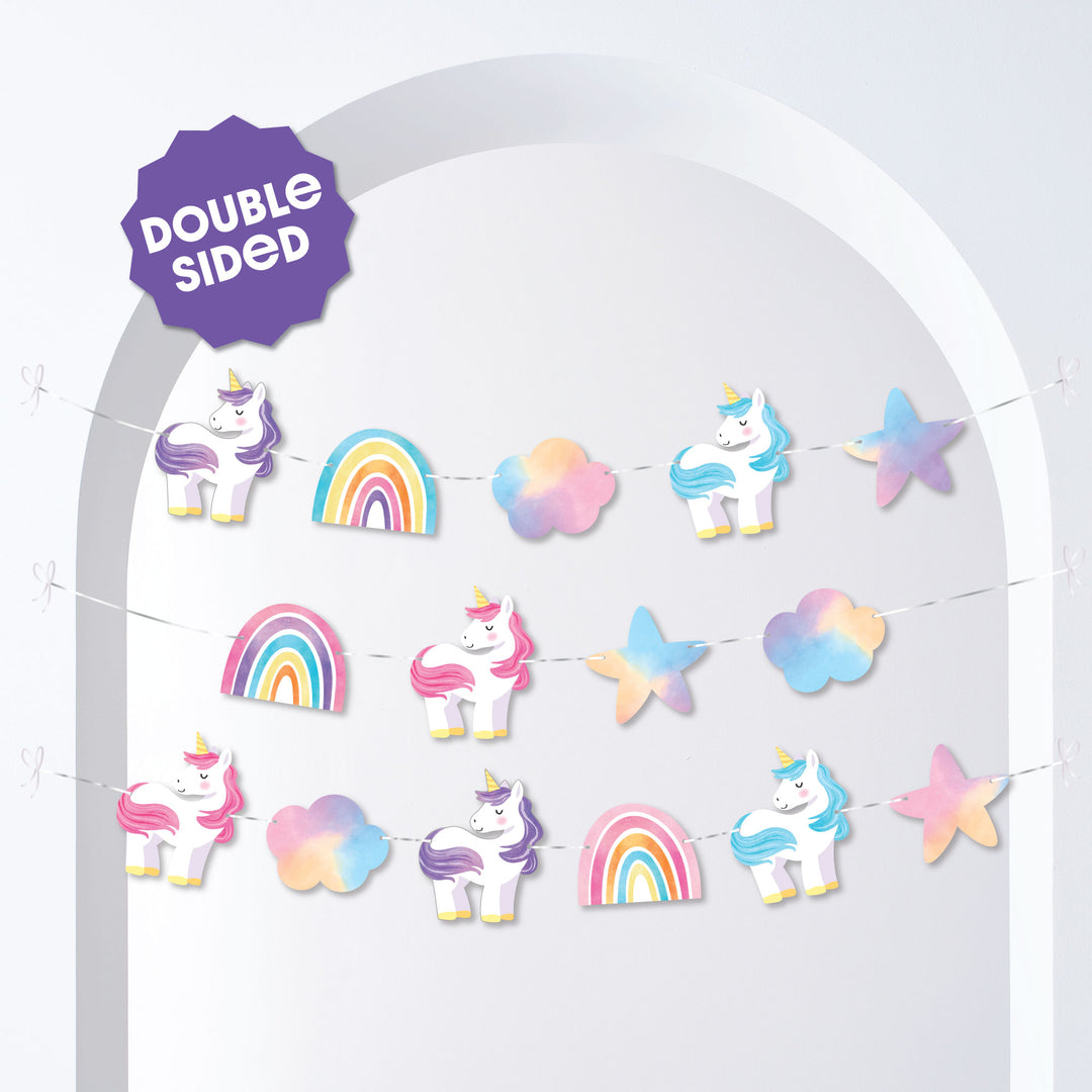 Unicorn Garland Banner, Rainbow Birthday Party Decorations Banner, 30 ...