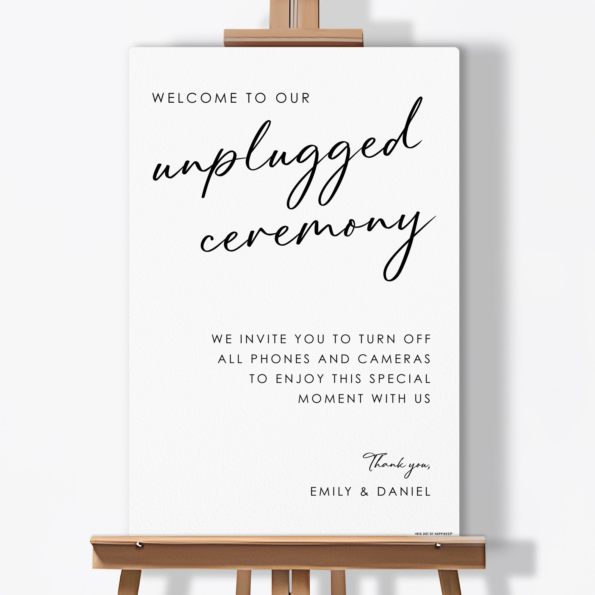 Personalized Text Unplugged Wedding Ceremony Sign | BigDotOfHappiness.com