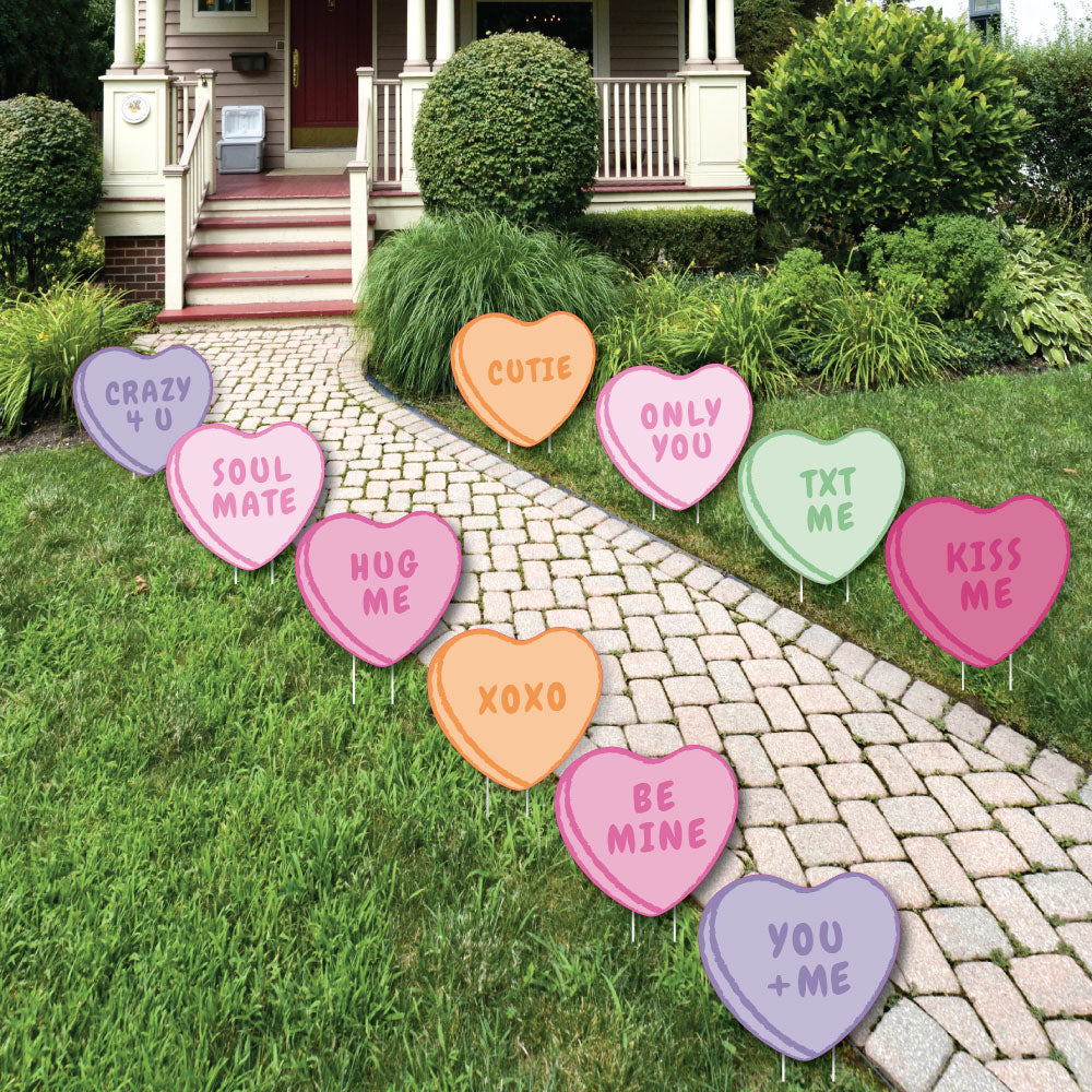Valentine Hearts Outdoor Decorations, Pastel Candy Heart-Shaped Lawn ...
