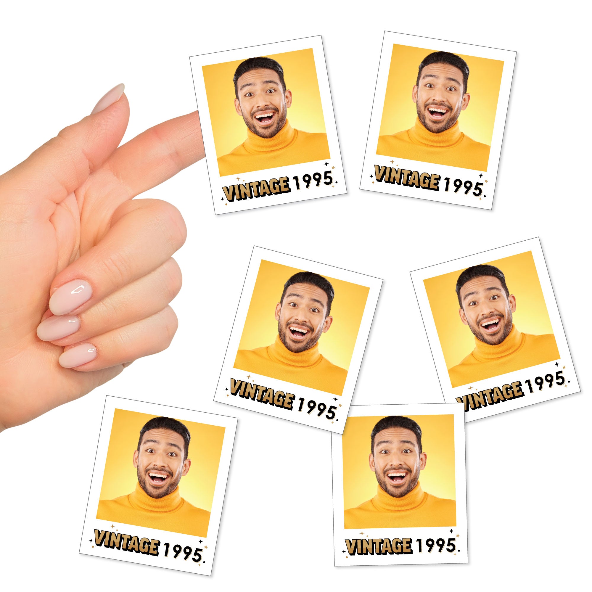 Custom Photo Vintage Birthday Party Favors Stickers | BigDotOfHappiness ...