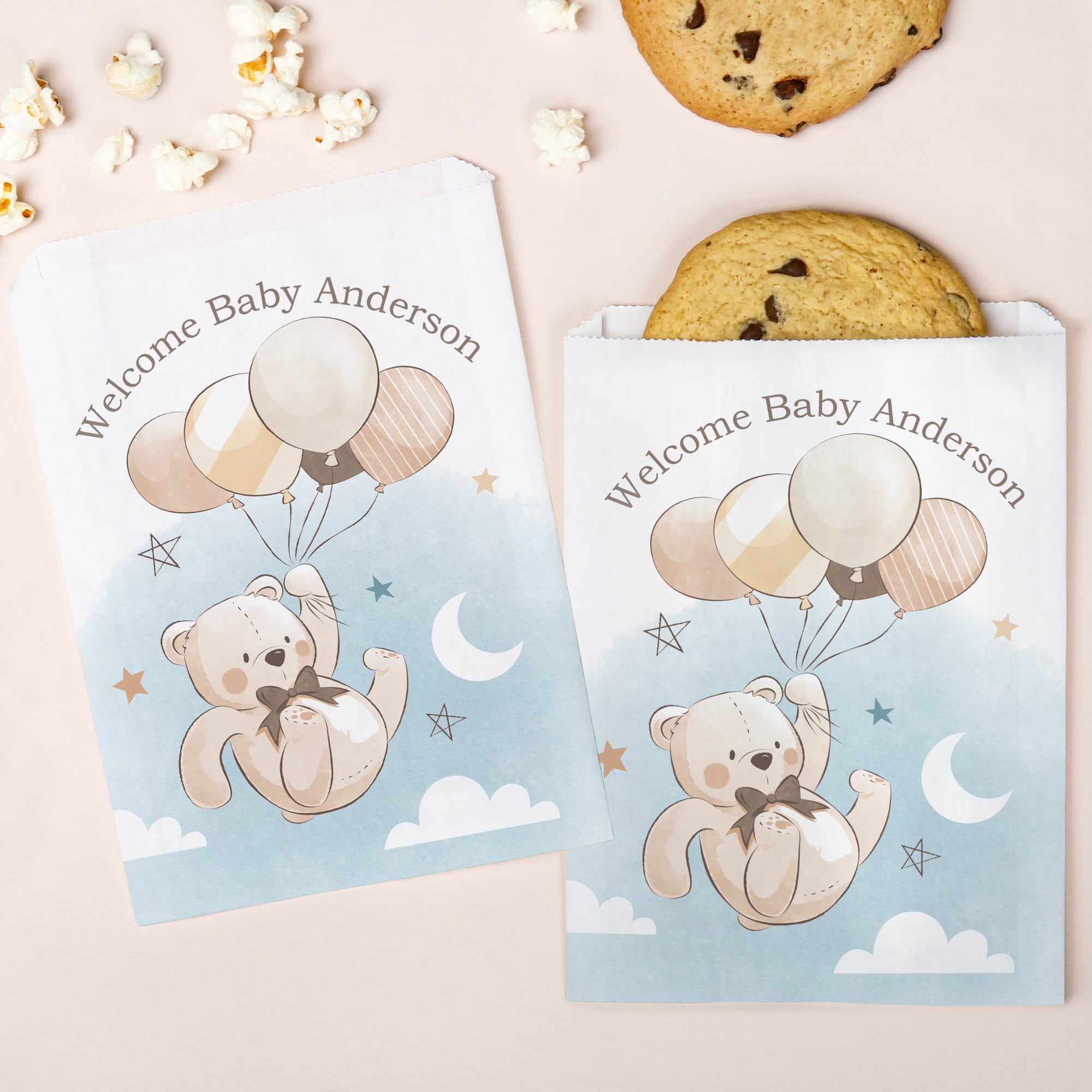 Personalized We Can Bearly Wait Paper Treat Bags, Teddy Bear Baby ...