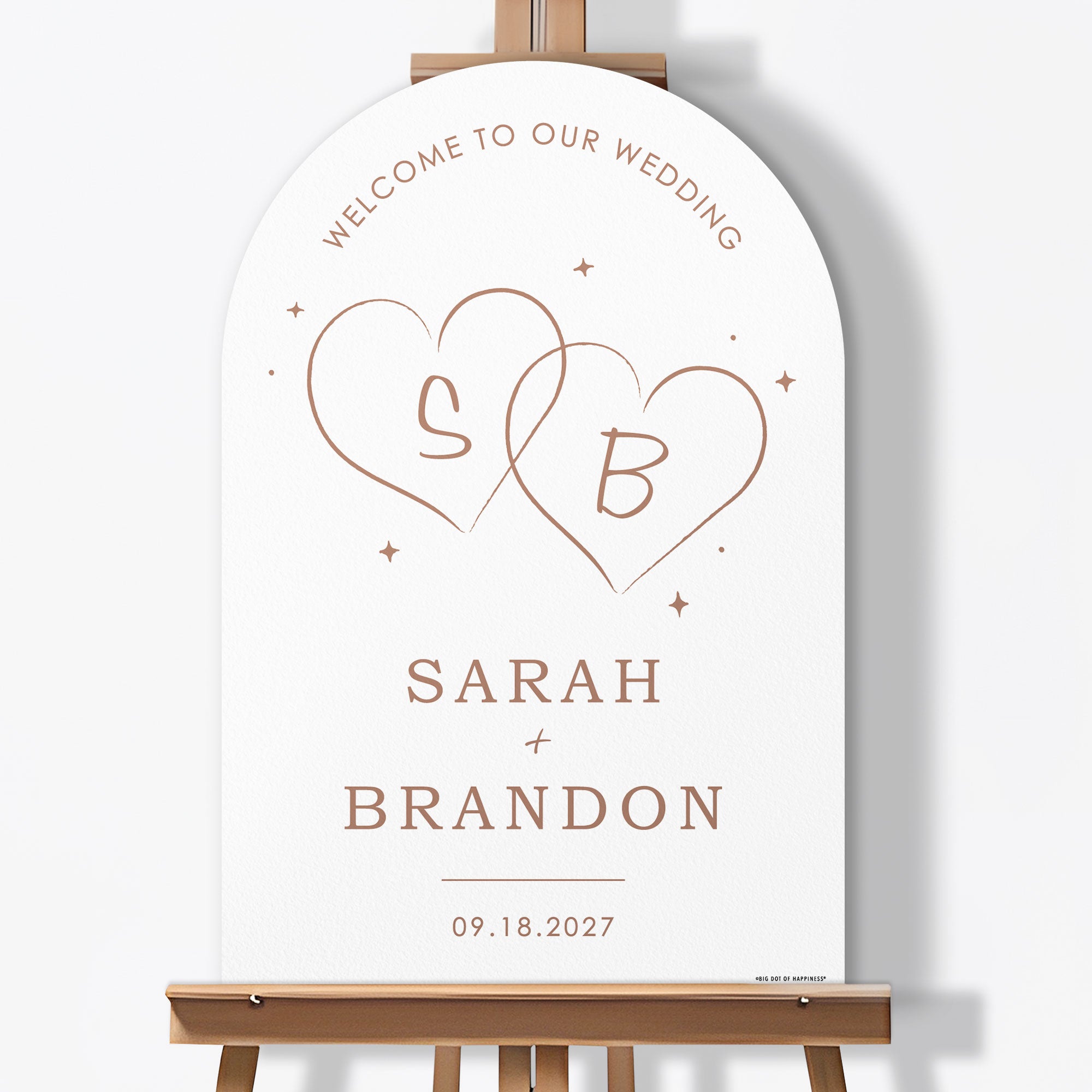 Personalized Text Mocha Brown Wedding Hearts Welcome Sign ...